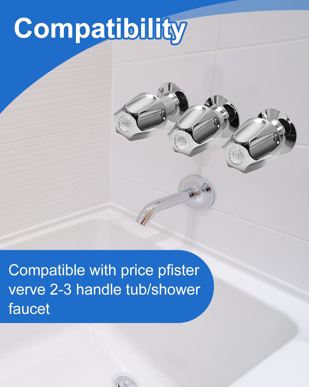 sousac 3 Set Shower Knob Replacement, Tub Faucet Handles Replacement Include Hot/Cold/Diverter, Bathtub Faucet Handles Compatible with Price Pfister Verve for Remodeling Trim (Black)