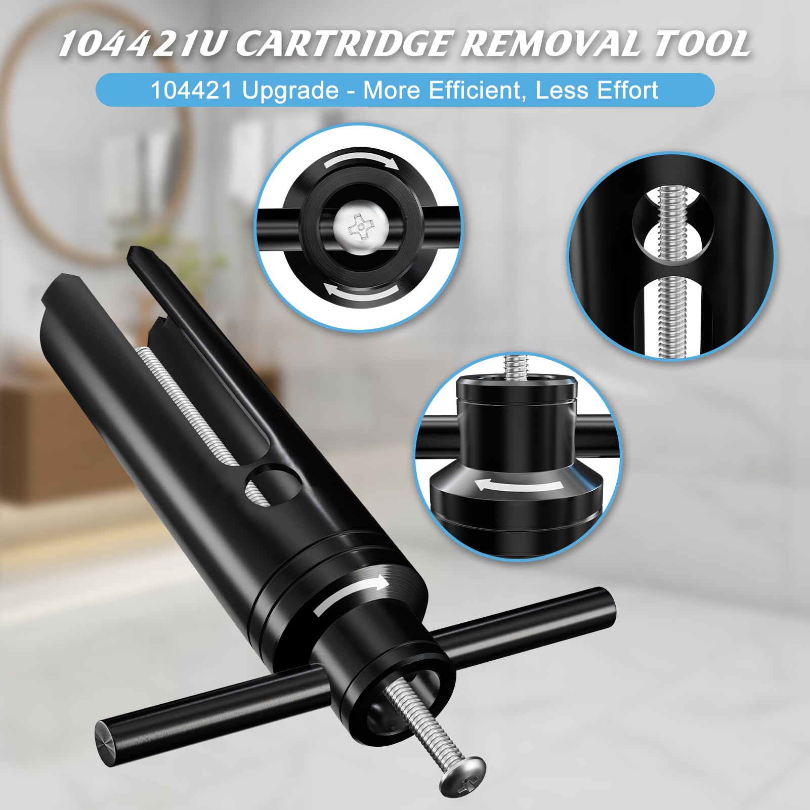 104421U Cartridge Puller Tool with 1222 Replacement Cartridge & Retainer Clip, Compatible with Moen 1222 One Handle Faucet, Bathtub Shower Valve Parts and Removal Tool, Brass and Plastics