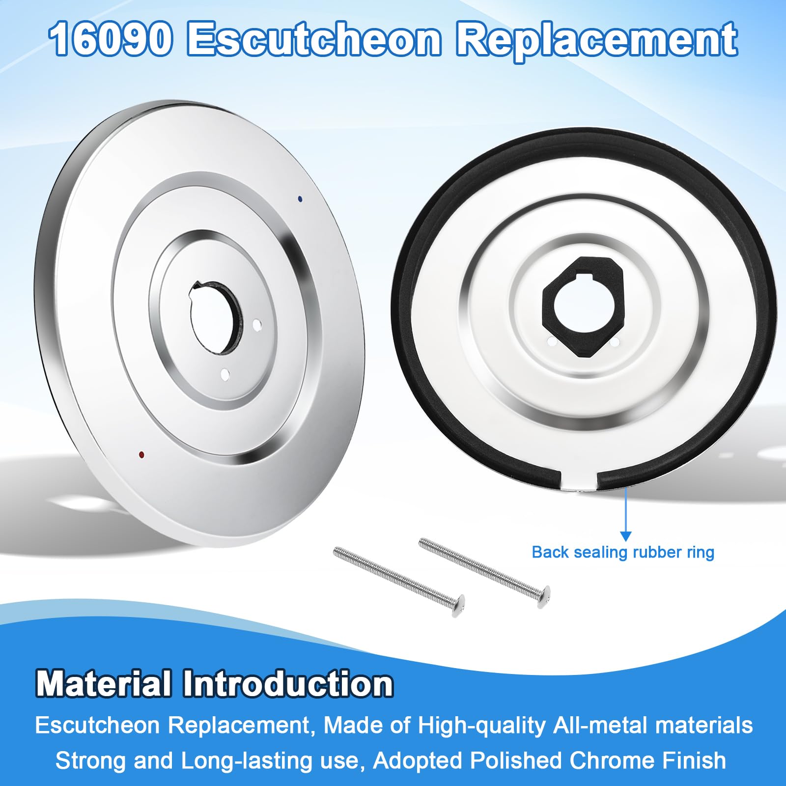 Escutcheon Replacement, for 16090 Moen Chateau Collection Shower Trim Kit, Compatible with One-Handle Tub and Shower Faucets, Chrome