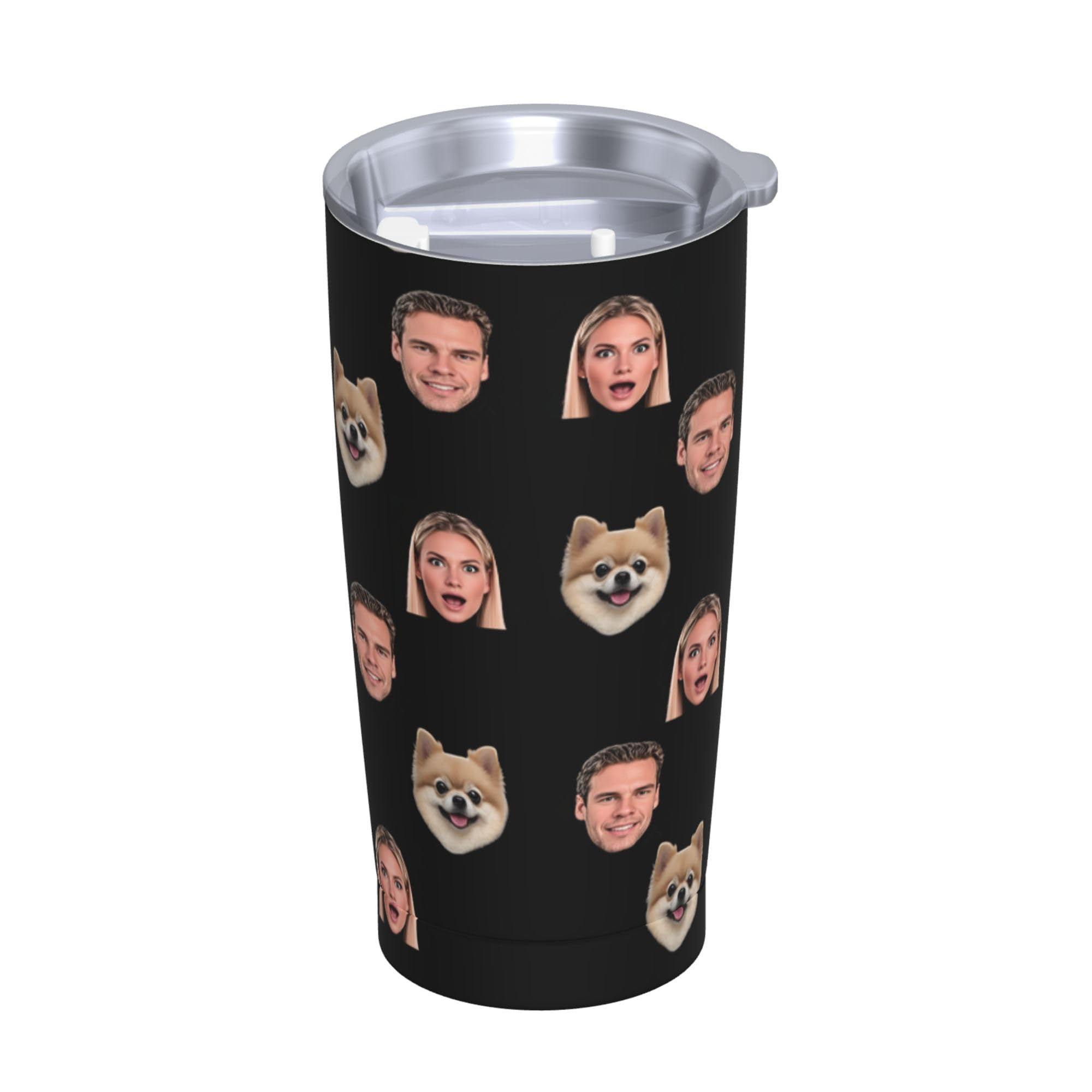 Personalized 20 Oz Tumbler With Lid and Straw, Custom Stainless Steel Insulated Travel Coffee Cup With Name Picture, Customized Water Bottle Mug for Men Women, Face