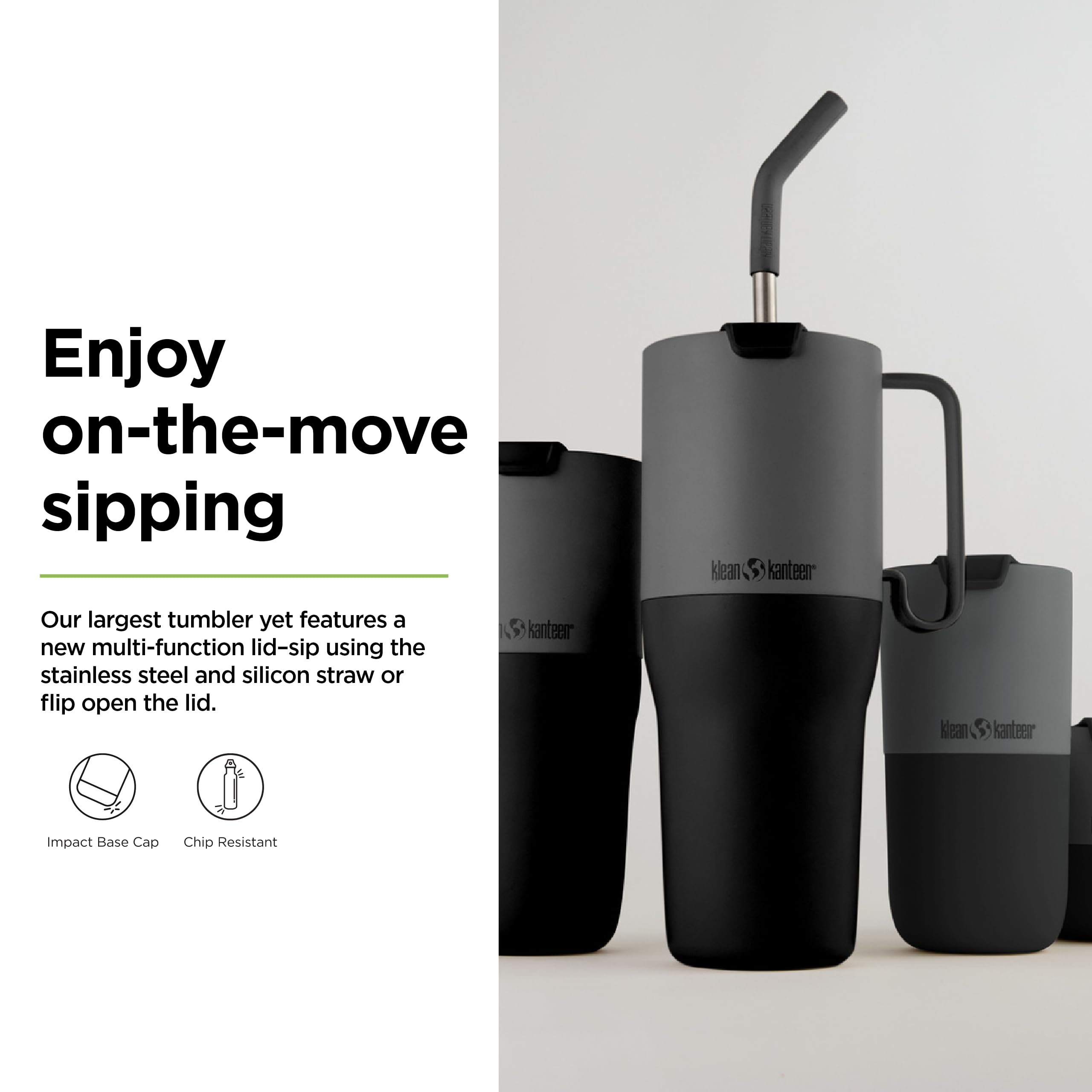 Klean Kanteen 36oz Rise Tumbler with Straw Lid - Asphalt