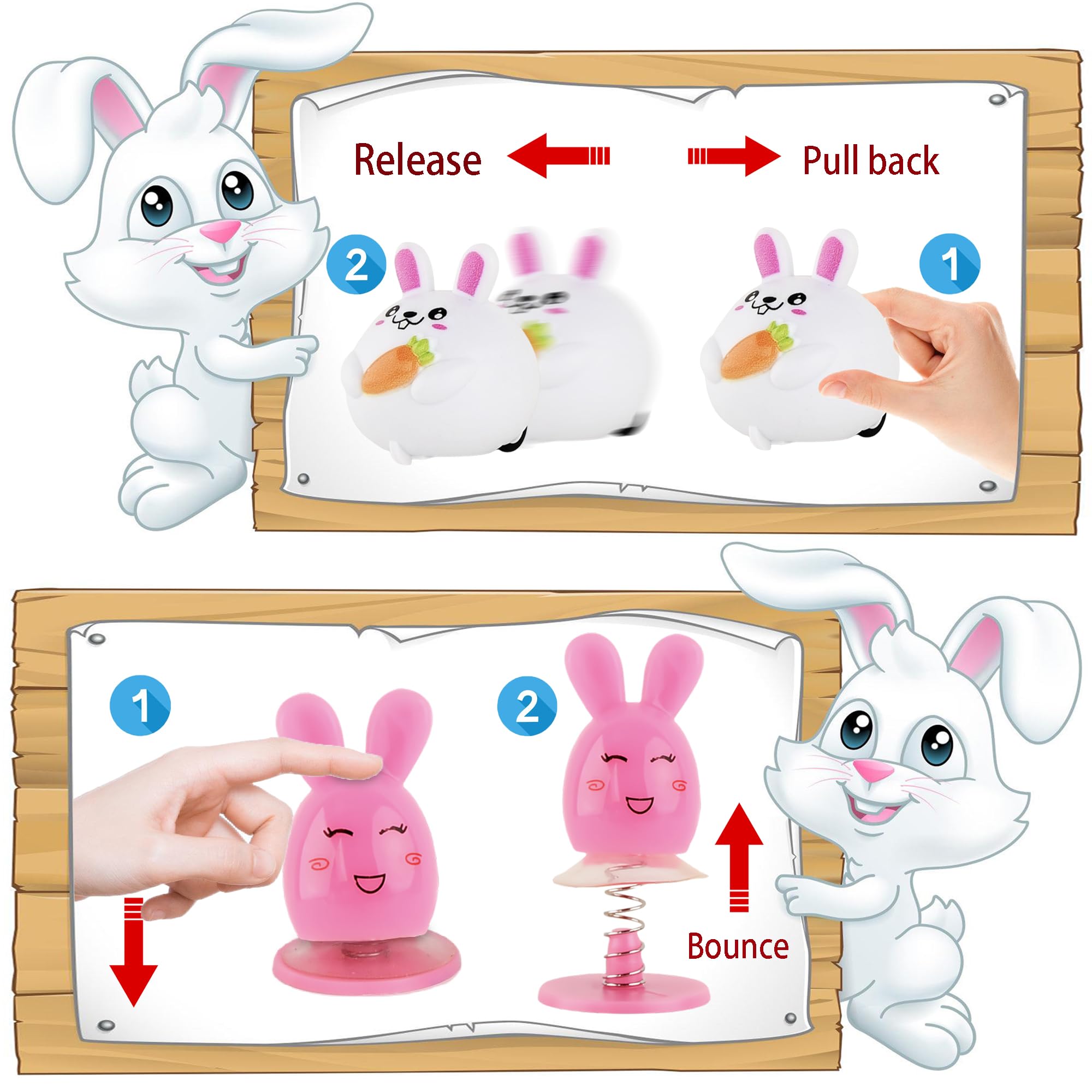Small Pull Back Toy Cars Set,12 PCS Mini Racing Vehicles for Holiday Birthday Party Favors,Goodie bag Stuffers,Classroom Prizes,Bulk Toys for Kids (Easter Bunny Rabbit Egg Basket Stuffers,Pop Up Toys)