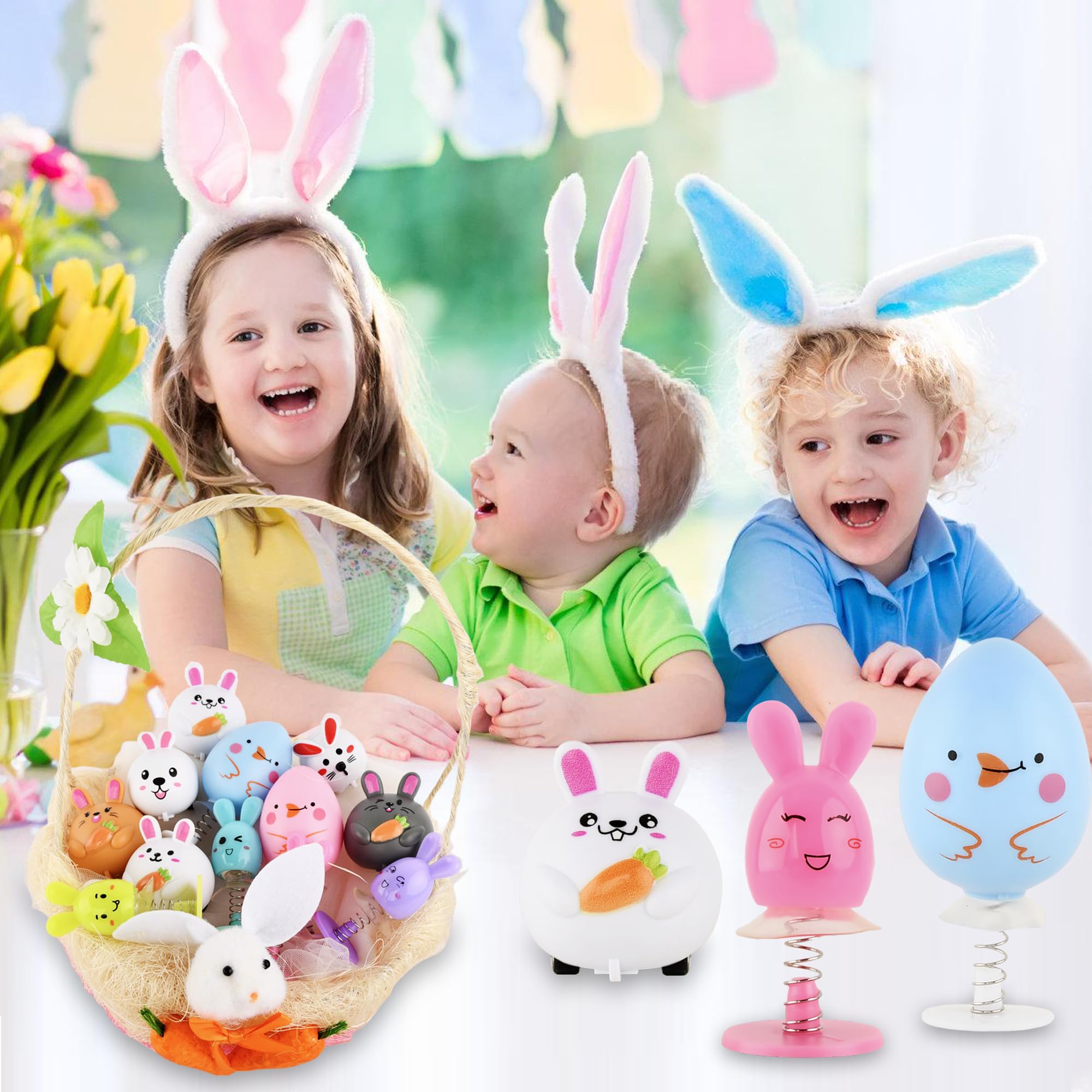 Small Pull Back Toy Cars Set,12 PCS Mini Racing Vehicles for Holiday Birthday Party Favors,Goodie bag Stuffers,Classroom Prizes,Bulk Toys for Kids (Easter Bunny Rabbit Egg Basket Stuffers,Pop Up Toys)