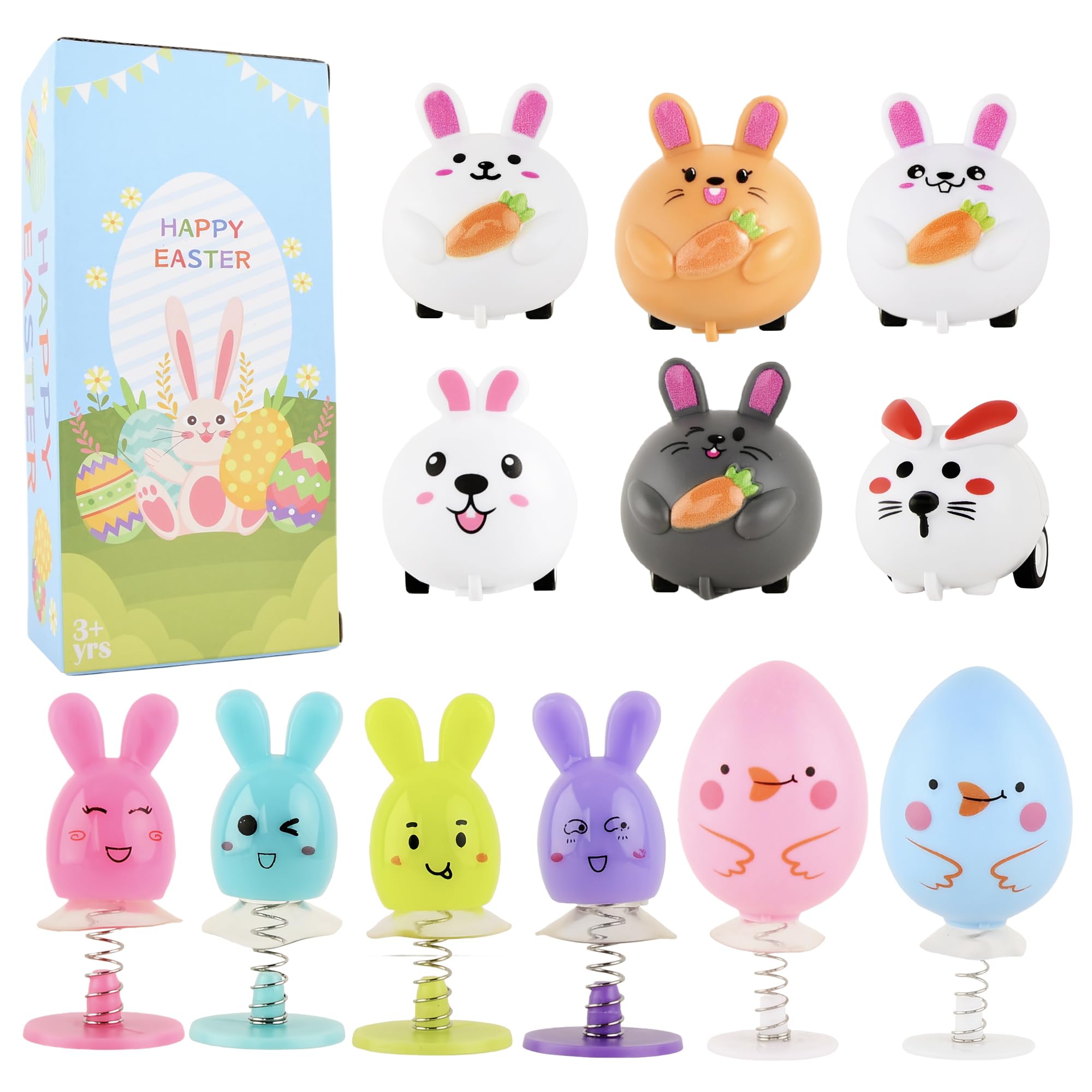 Small Pull Back Toy Cars Set,12 PCS Mini Racing Vehicles for Holiday Birthday Party Favors,Goodie bag Stuffers,Classroom Prizes,Bulk Toys for Kids (Easter Bunny Rabbit Egg Basket Stuffers,Pop Up Toys)