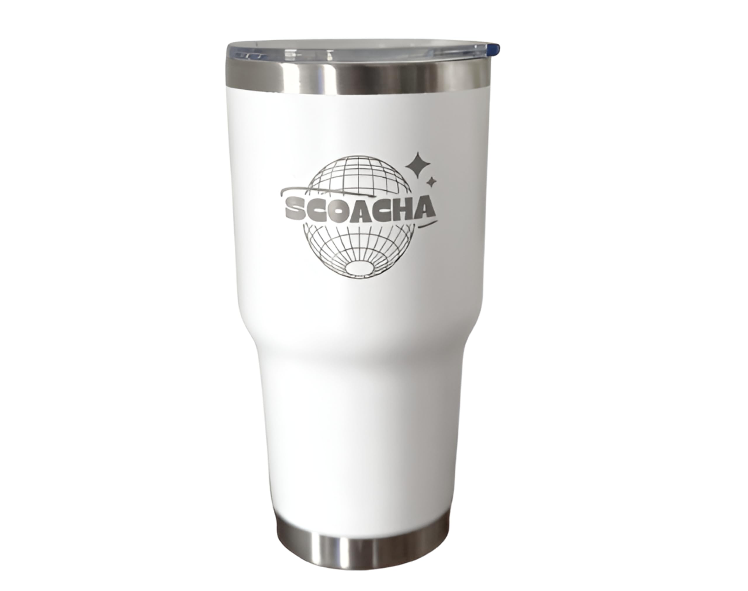 SCOACHA 30 oz Stainless Steel Double Wall Vacuum Insulated Travel Tumbler – Durable and Spill-Proof Lid – Perfect for On-the-Go, Work, and Outdoors. (White)