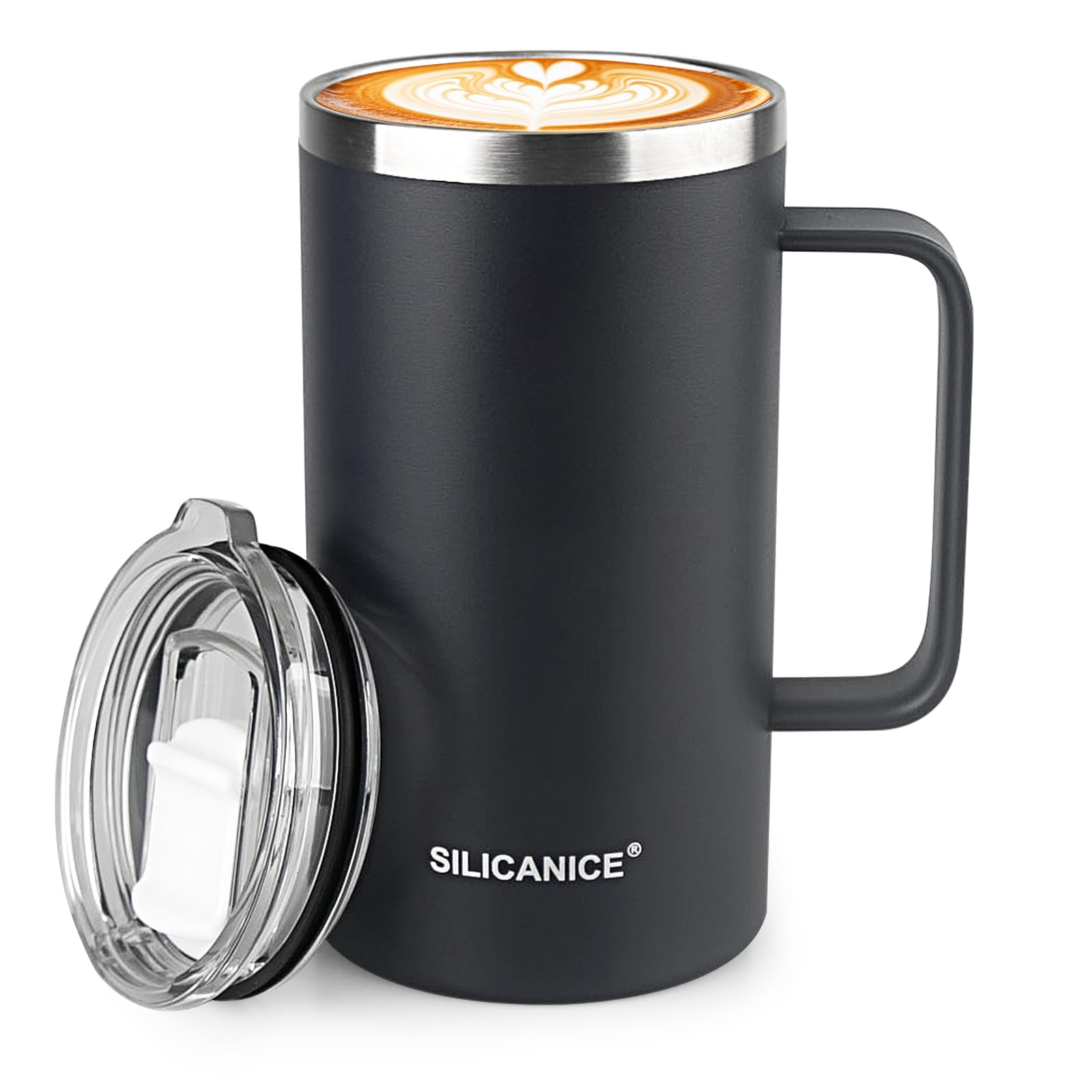 SILICANICE 24 oz stainless steel thermal coffee mug, double-layer insulation, easy to hold and clean, suitable for coffee, cola, protein powder, beer, car water cup