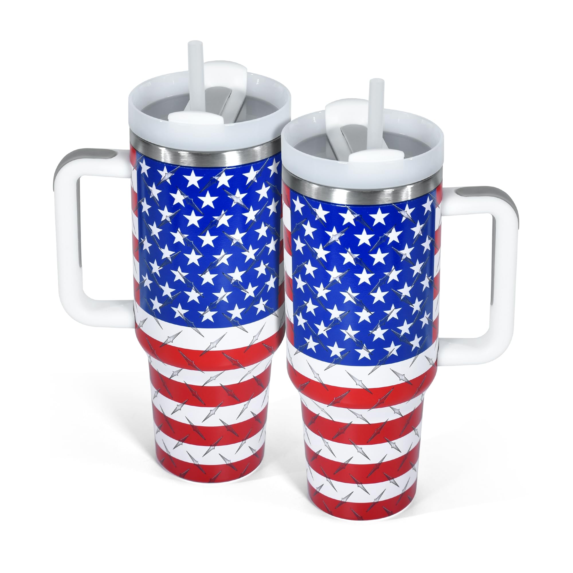 Icesip 4th of July Gifts For Him, 40oz Tumbler with American Flag, Insulated Steel Patriotic Cup USA Coffee Mug with Handle & Lid for Husband, DAD, Men