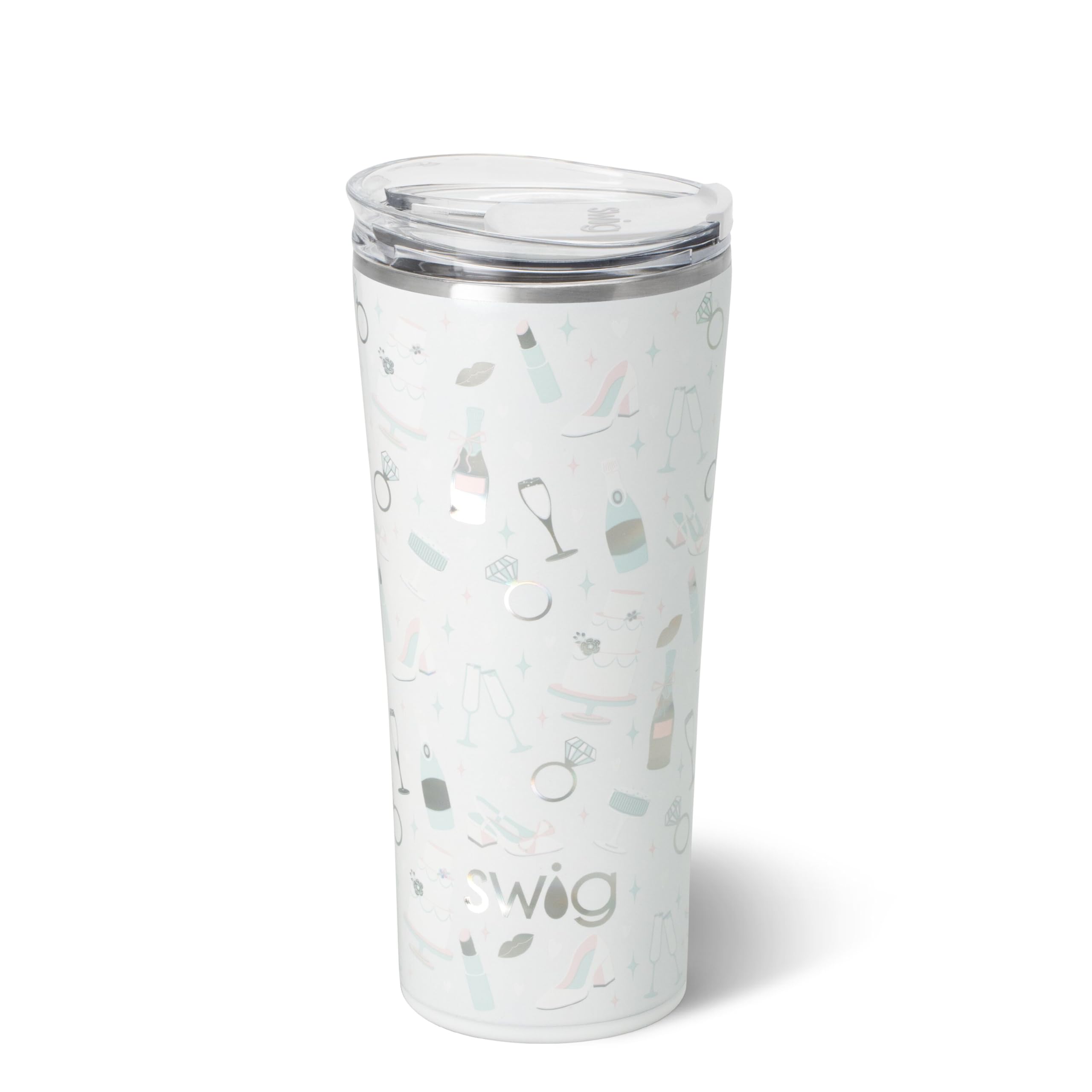 Swig Life 22oz Insulated Tumbler, Travel Coffee Tumbler with Lid, Cup Holder Friendly Travel Coffee Mug, Stainless Steel Thermos (Bride to Be)