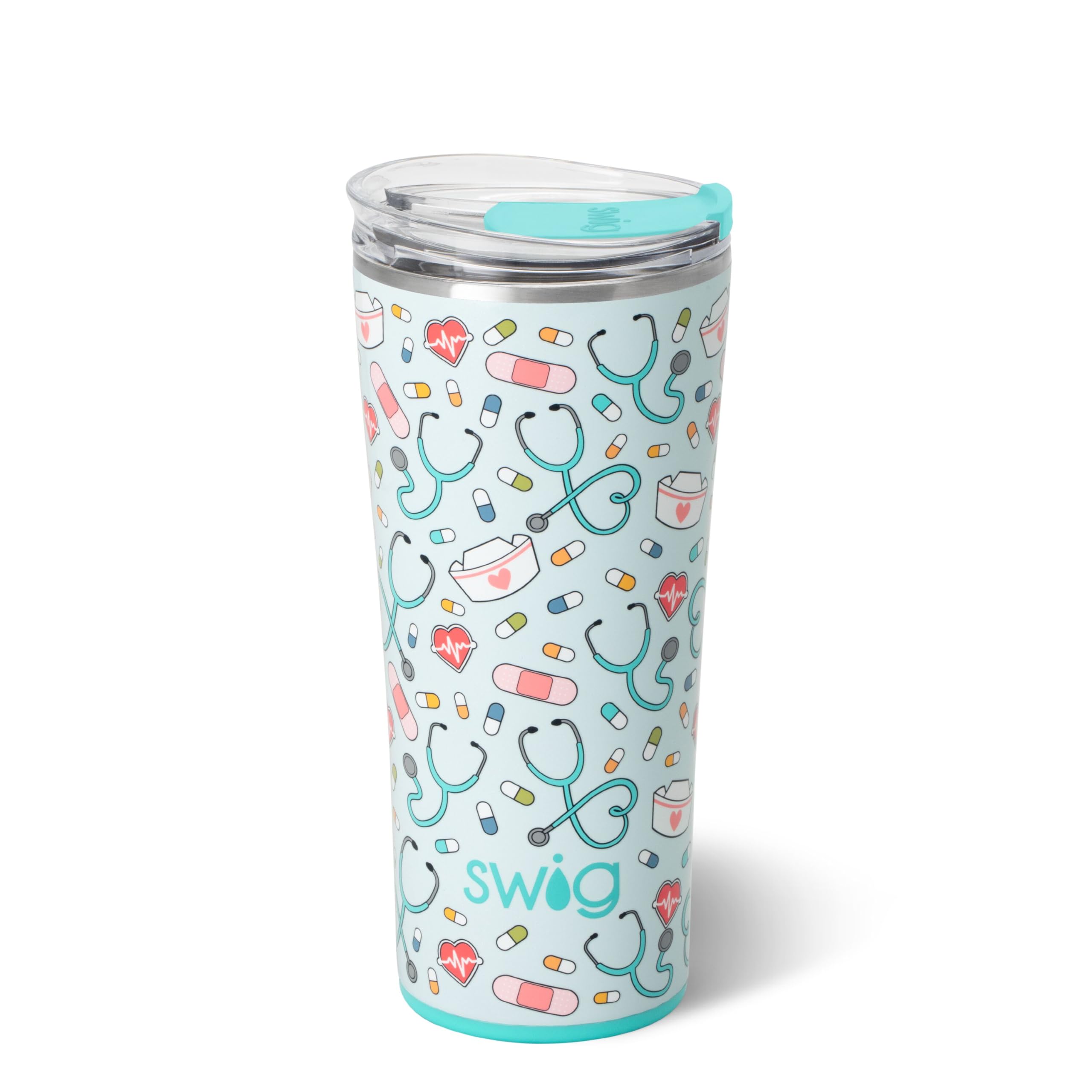 Swig Life 22oz Insulated Tumbler, Travel Coffee Tumbler with Lid, Cup Holder Friendly, Stainless Steel Travel Coffee Mug, Nurse Tumbler, Nurse Gifts for Women (Scrub Life)