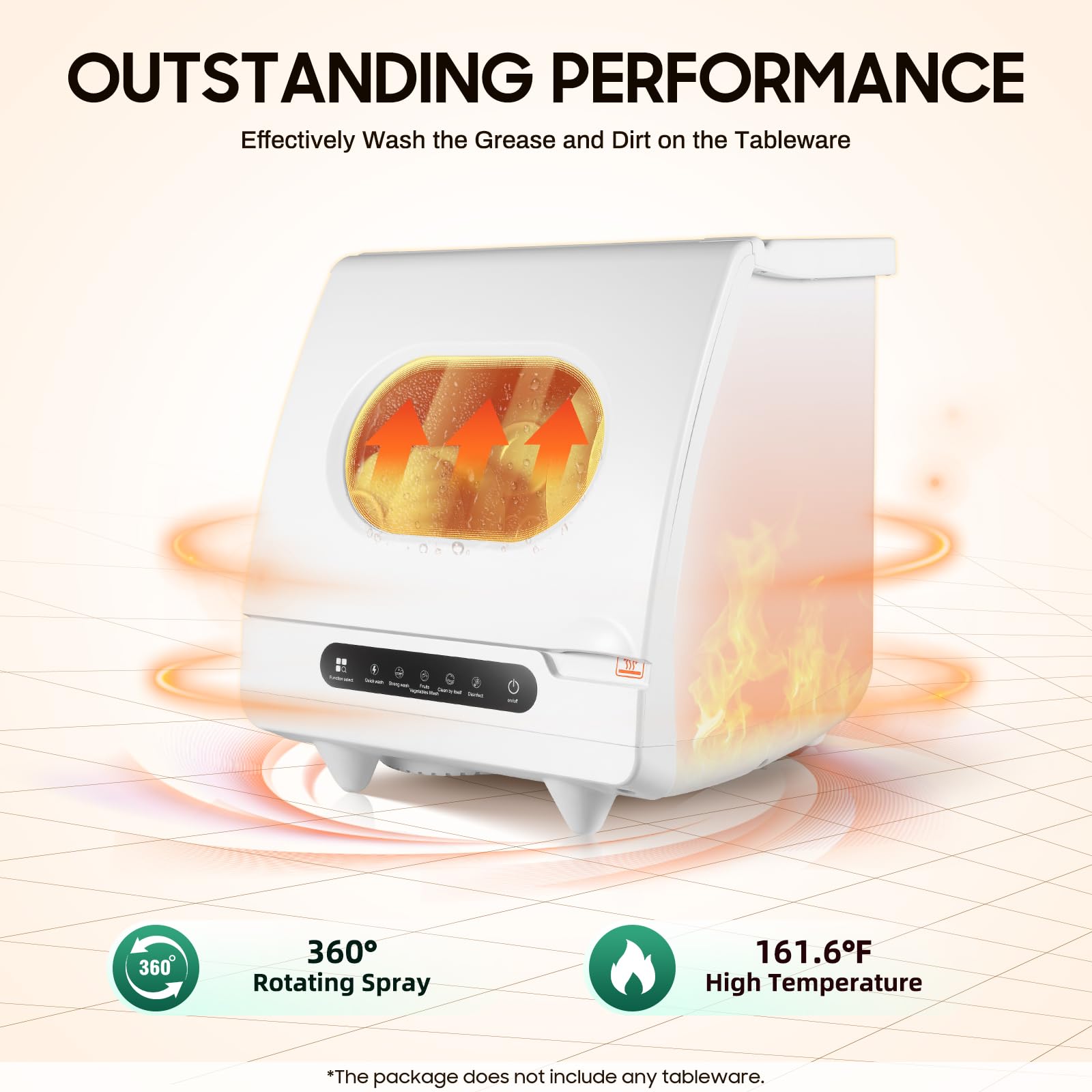 1200W Portable Countertop Dishwasher, 5 Wash Programs Mini Countertop Dishwasher with Water Tank, 360° Spray Arms Intelligent Cutlery Helper for Apartment Kitchen RV Office