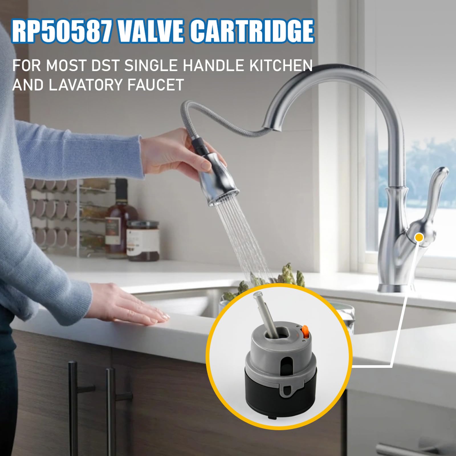 Upgrade RP50587 Cartridge for Delta DST Single-Handle Kitchen and Lavatory Faucets (36mm), with RP51503 Bonnet Nut and Allen Wrench
