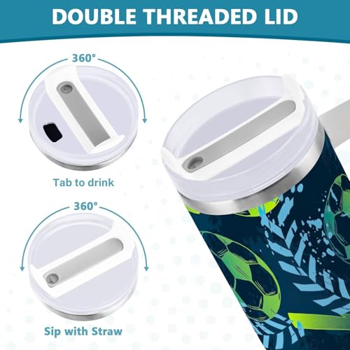 Joisal Abstract Football Grunge Style 40 Oz Tumbler Cup with Straw and Lid Insulated Water Bottle