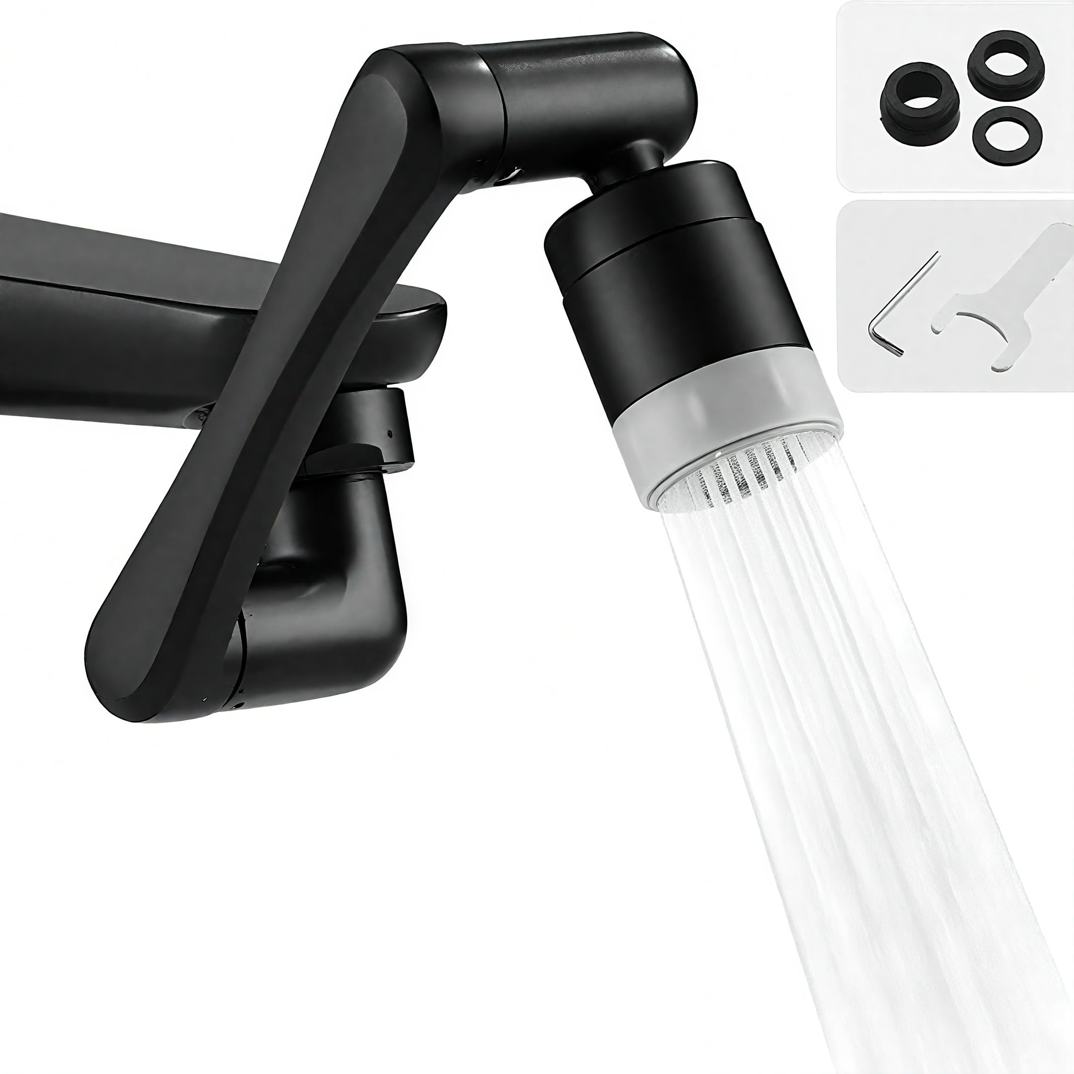 Generic ZYHS-PRO2 1440 Swivel Faucet Aerator, Alloy Sink Faucet Extender with 2 Patterns of Splash Proofing for Eye/Hair/Face Wash