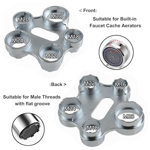 ESPETIO Faucet Aerator Removal Tool 10 in 1 Alloy Universal Metal Aerator Key Wrench Tool for Bathroom or Kitchen, Built-in Faucet Cache Aerators and Male Threads Aerators with Flat Groove