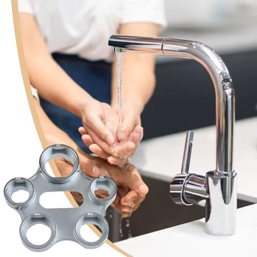 ESPETIO Faucet Aerator Removal Tool 10 in 1 Alloy Universal Metal Aerator Key Wrench Tool for Bathroom or Kitchen, Built-in Faucet Cache Aerators and Male Threads Aerators with Flat Groove