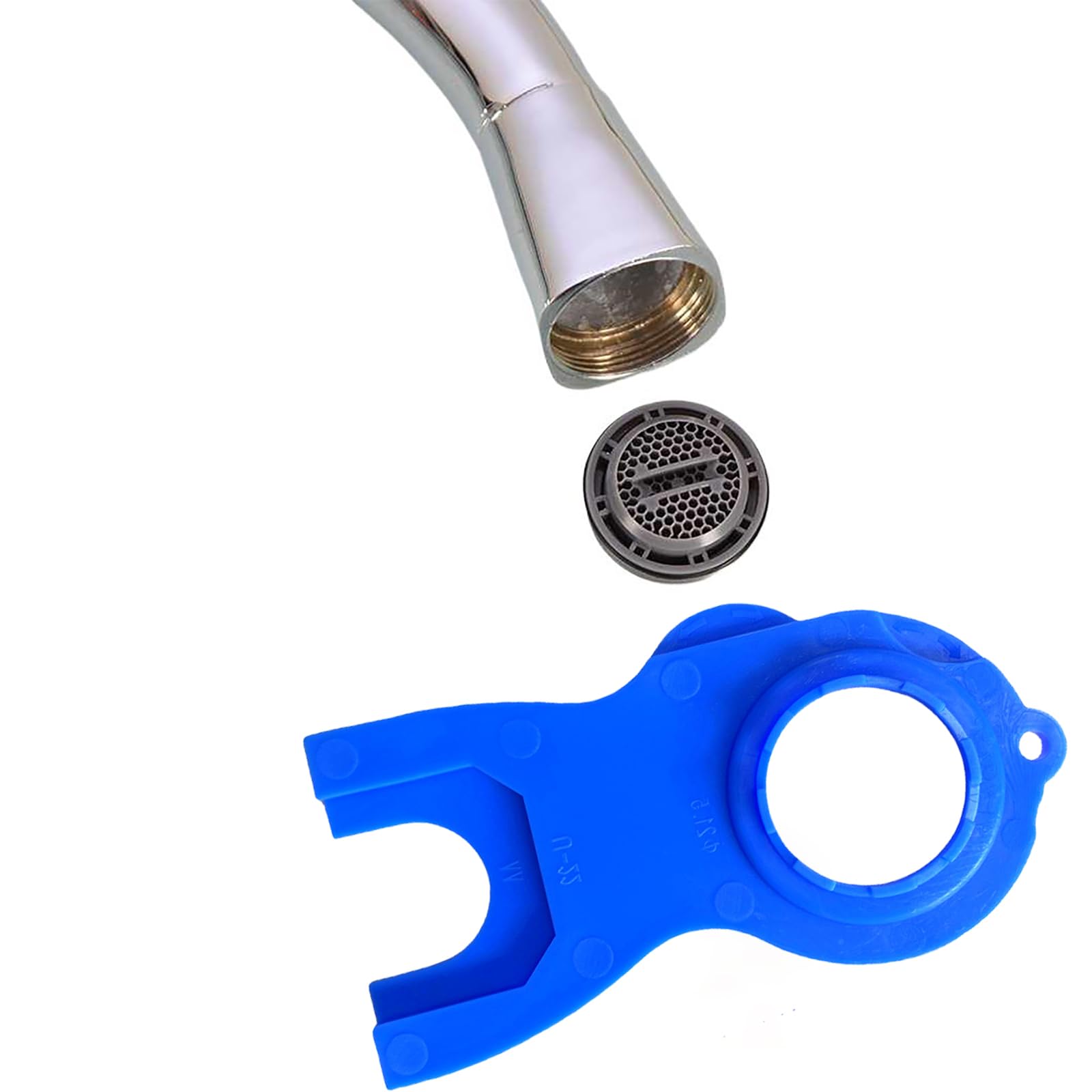 Faucet Cache Aerators with 6 in 1 Faucet Aerator Removal Tool, Aerator Key Removal Wrench, Water Saving Flow Restrictor Set Replacement Part for Bathroom or Kitchen
