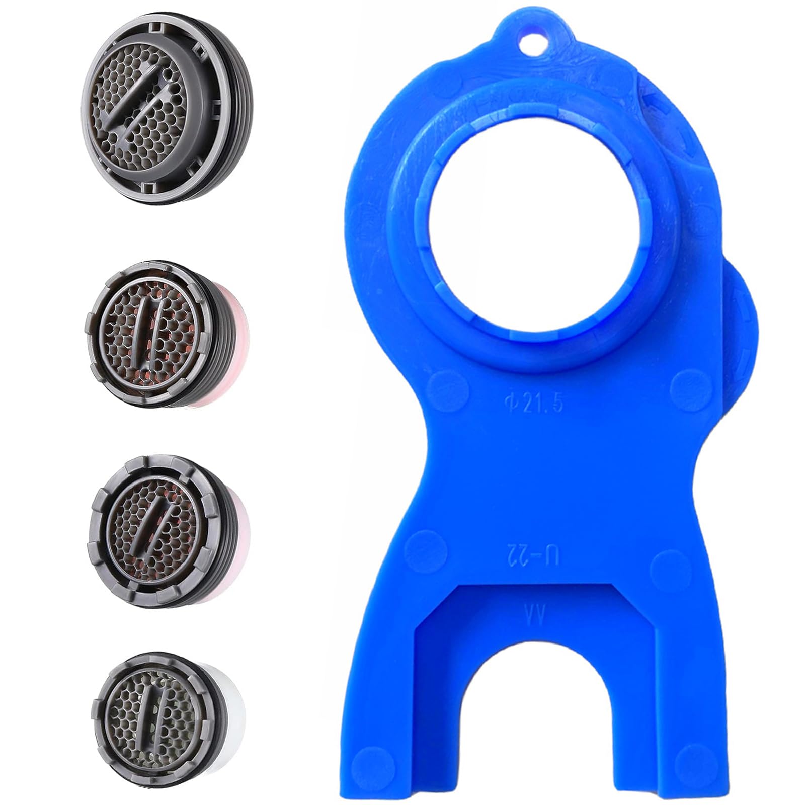 Faucet Cache Aerators with 6 in 1 Faucet Aerator Removal Tool, Aerator Key Removal Wrench, Water Saving Flow Restrictor Set Replacement Part for Bathroom or Kitchen
