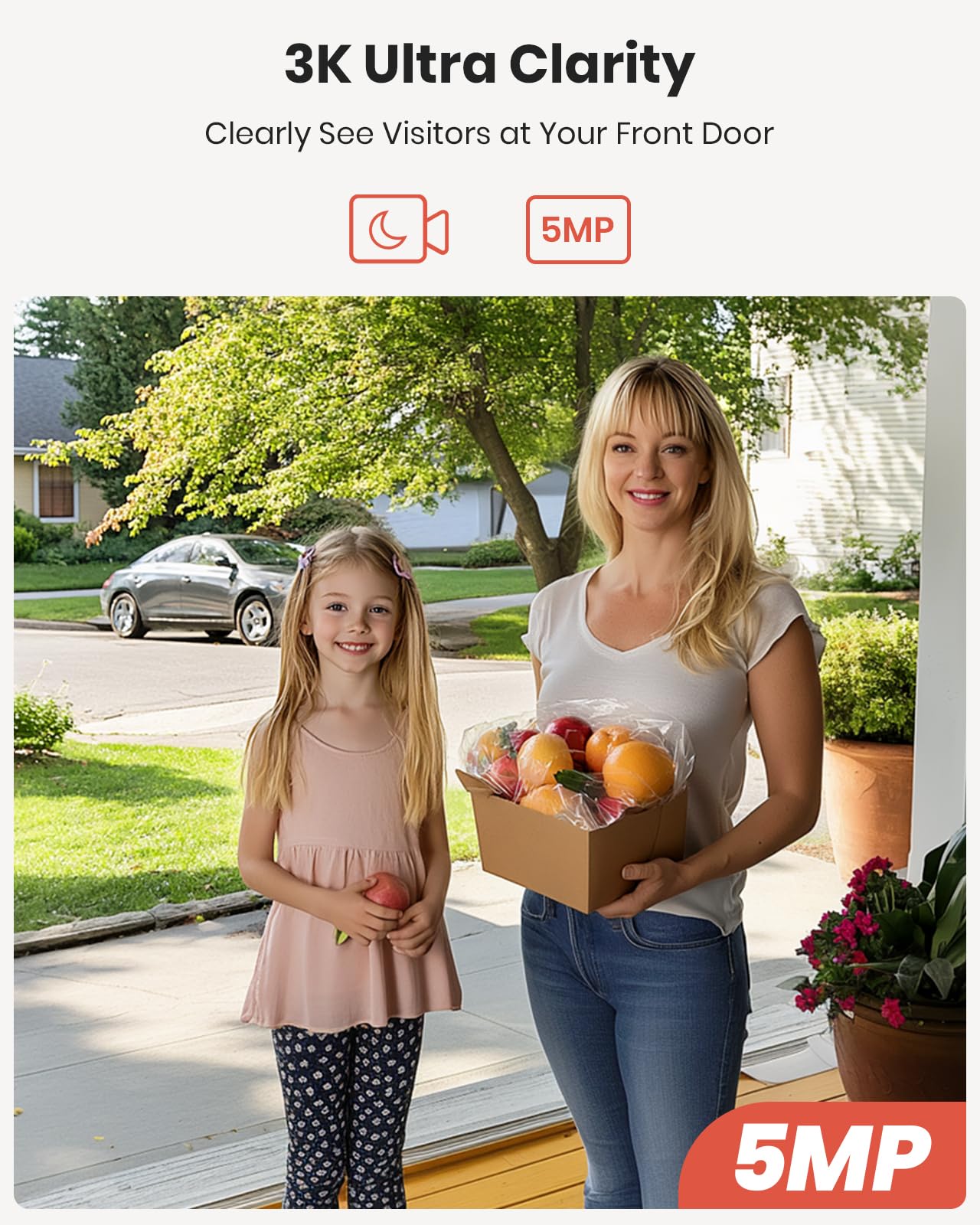 CAMSTRO Doorbell Camera Wireless - 3K Video Doorbell with Chime, 2.4G WiFi Outdoor Security Cemera,Smart Human Detection, 2-Way Audio,Voice Changer,Night Vision,Works with Alexa and Google Assistant