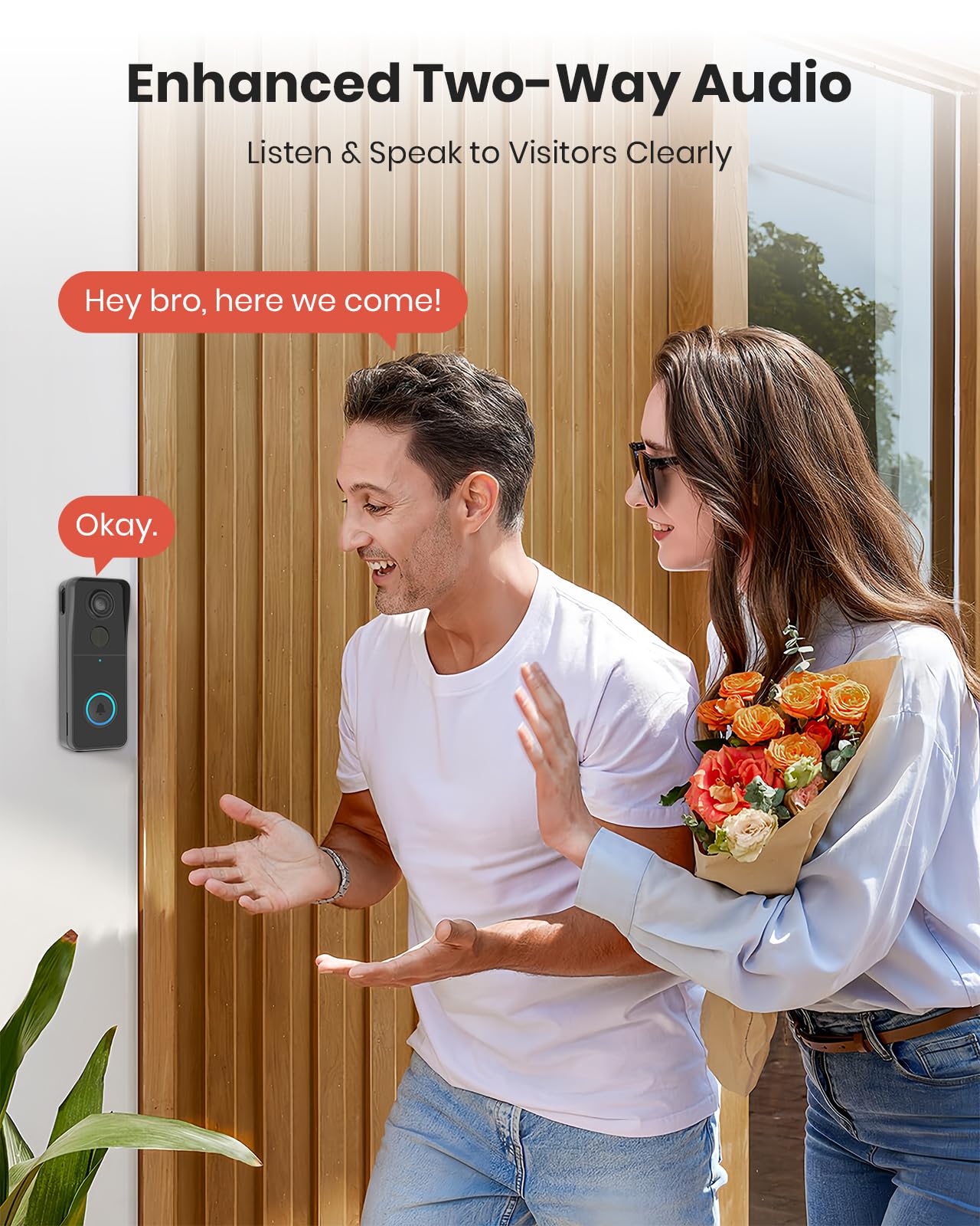 CAMSTRO Doorbell Camera Wireless - 3K Video Doorbell with Chime, 2.4G WiFi Outdoor Security Cemera,Smart Human Detection, 2-Way Audio,Voice Changer,Night Vision,Works with Alexa and Google Assistant