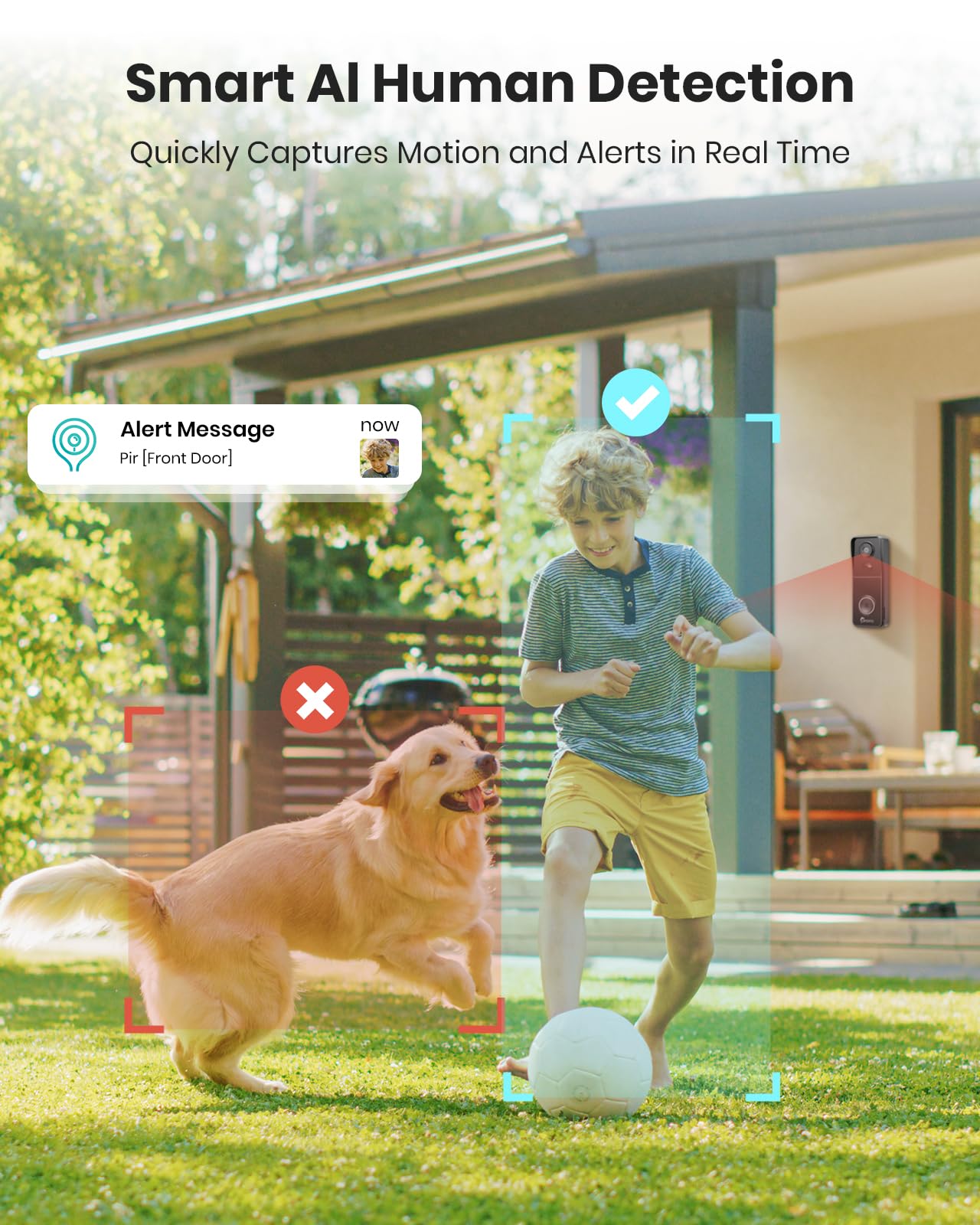 CAMSTRO Doorbell Camera Wireless - 3K Video Doorbell with Chime, 2.4G WiFi Outdoor Security Cemera,Smart Human Detection, 2-Way Audio,Voice Changer,Night Vision,Works with Alexa and Google Assistant