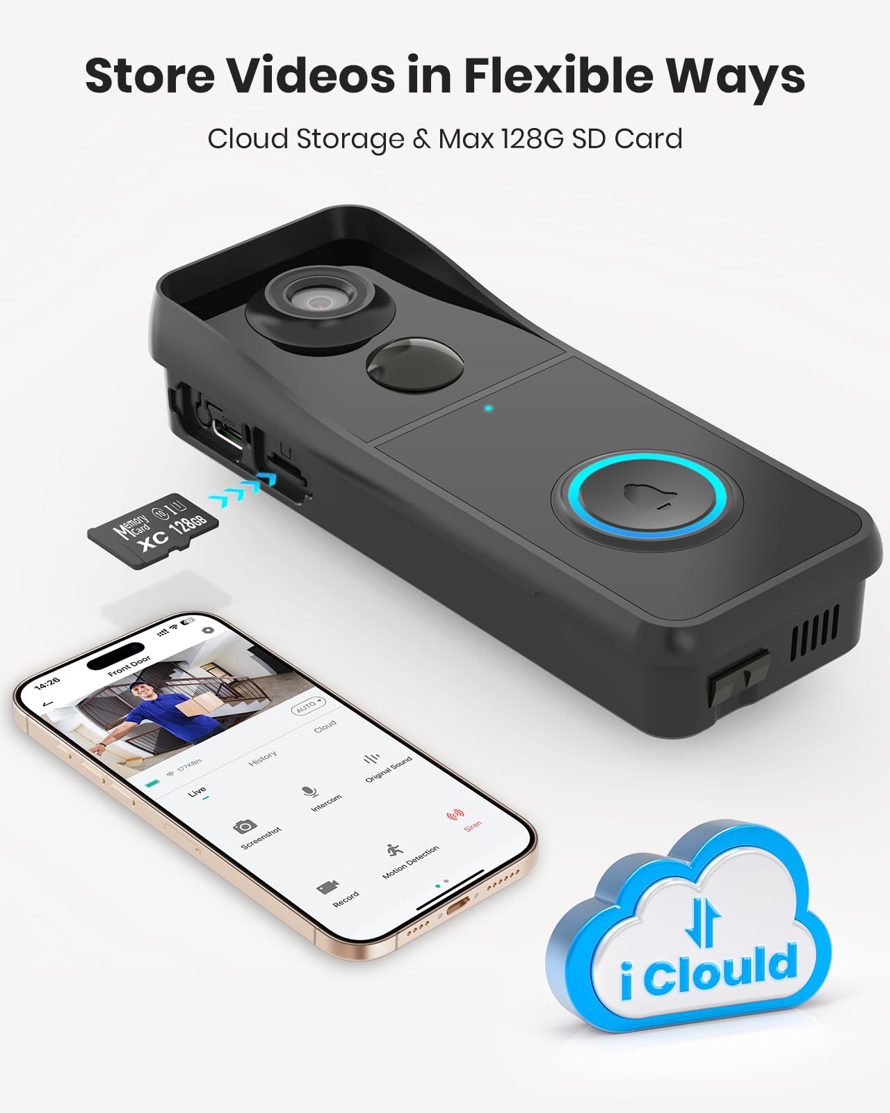 CAMSTRO Doorbell Camera Wireless - 3K Video Doorbell with Chime, 2.4G WiFi Outdoor Security Cemera,Smart Human Detection, 2-Way Audio,Voice Changer,Night Vision,Works with Alexa and Google Assistant