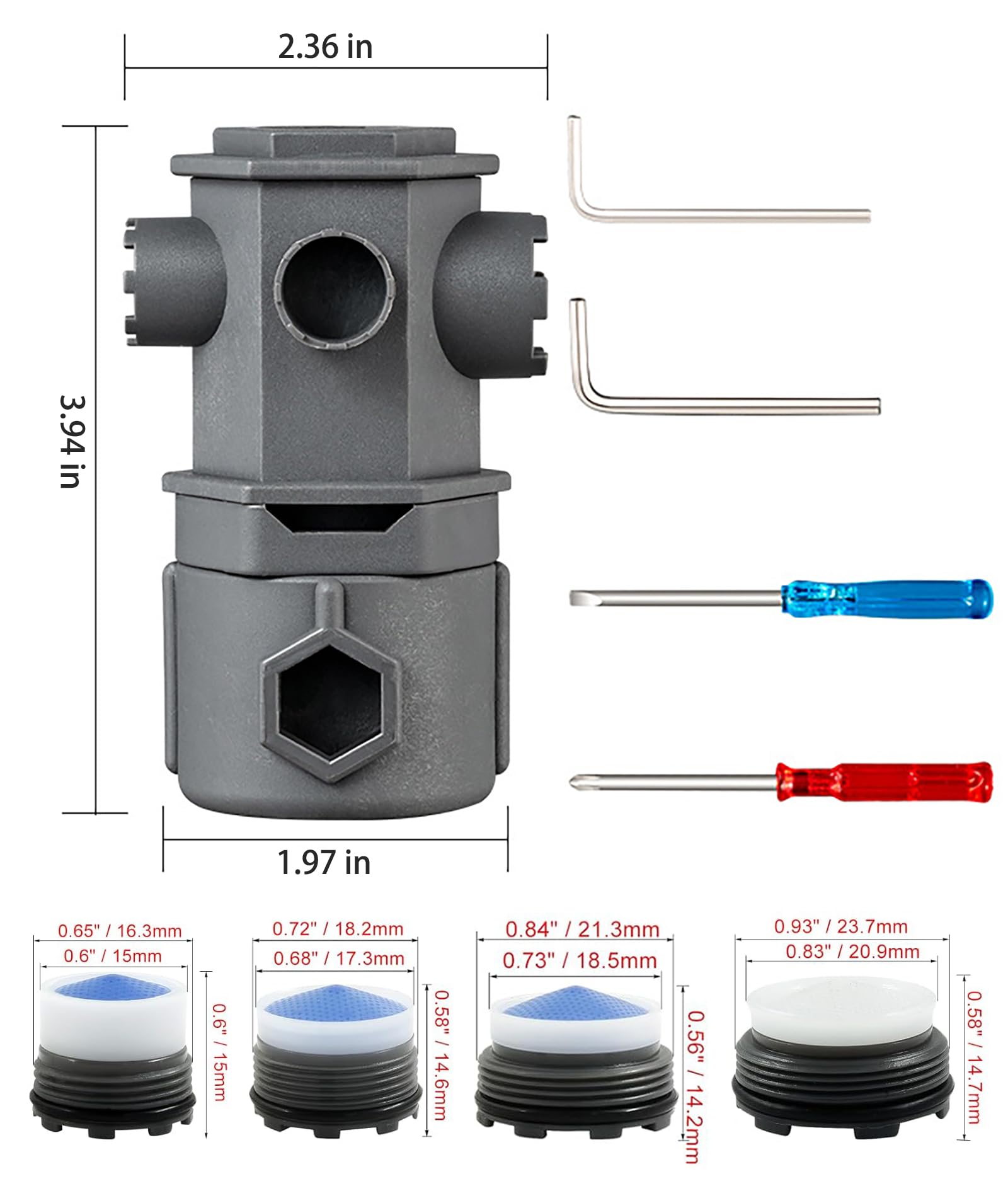 Faucet Aerator Removal Tool 16 in 1with Faucet Cache Aerators,Faucet Aerator Replacement for Sink,Aerator Key Removal Wrench, Water Saving Flow Restrictor Set for Bathroom or Kitchen