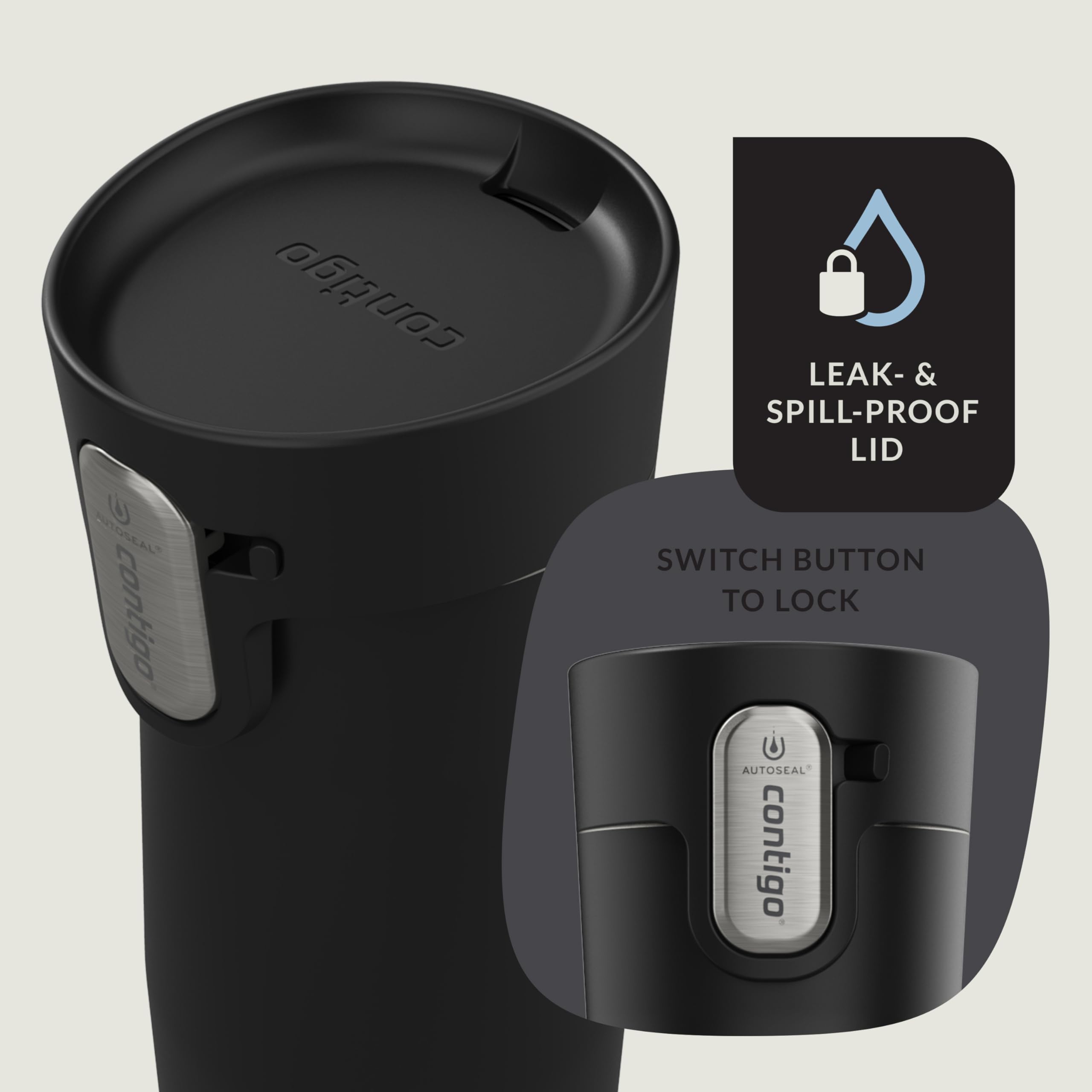 Contigo AUTOSEAL West Loop Vacuum-Insulated Stainless Steel Travel Mug with Easy-Clean Lid, 12oz, Matte Black