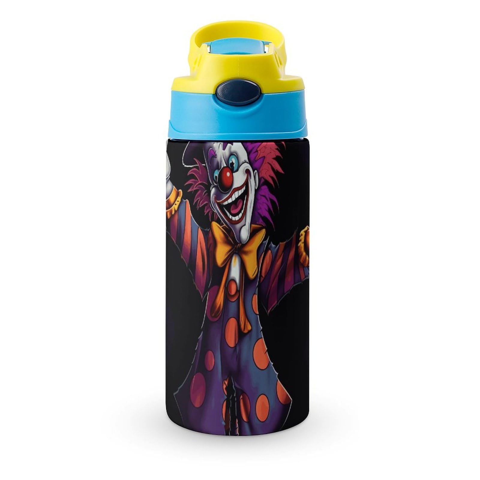 Stainless Steel Water Bottles Cute Cartoon Clown Travel Water Cups with Handle And Silicone Straw Drinking Cup with Leak Proof Lid Thermo Travel Mug for Women Men