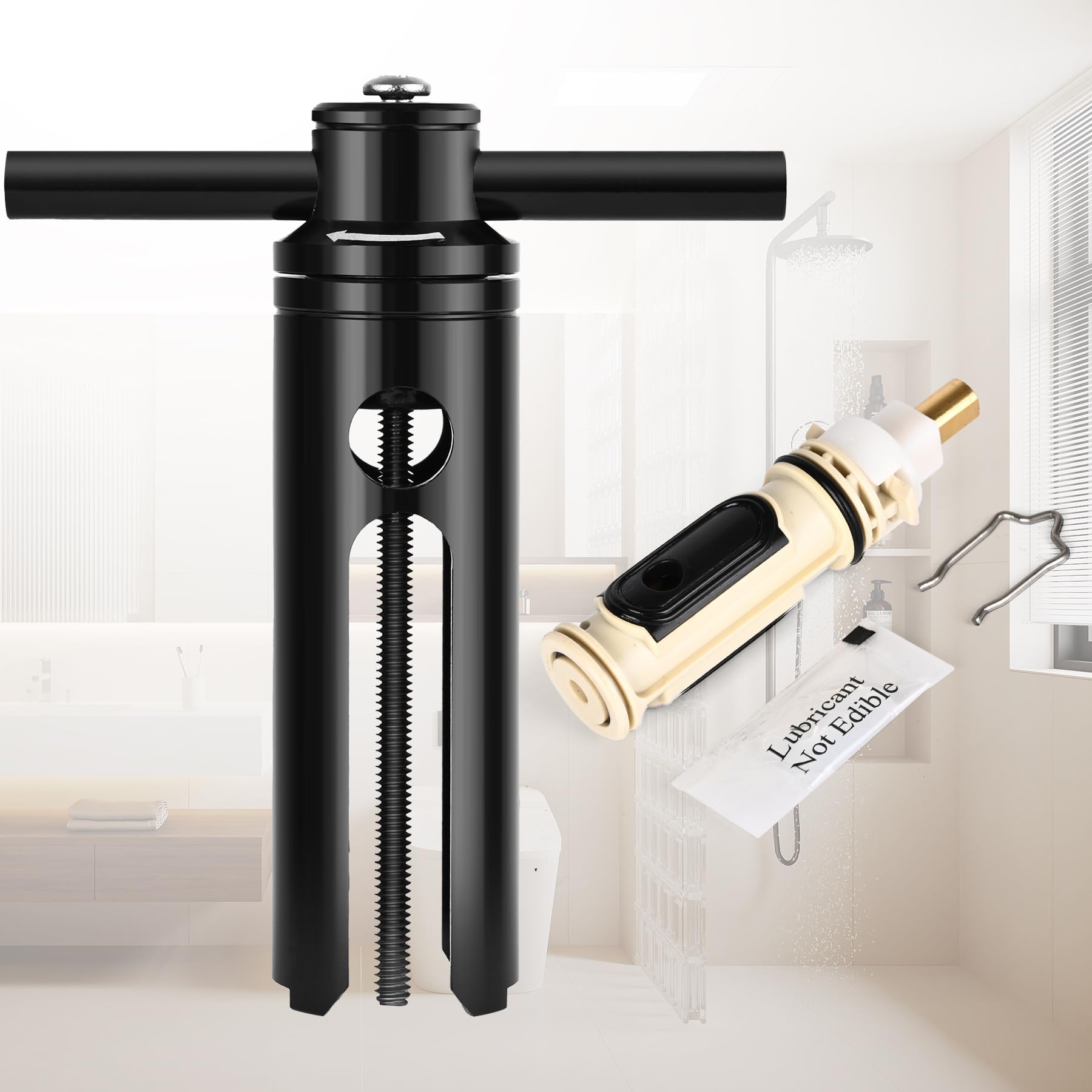 2025 New 104421U Cartridge Puller Tool,Complimentary 1222 Replacement Cartridge and lubricant,For Moen 1222 1225 1220,Tub and Shower Faucet Cartridge Remover for Moen Posi-Temp Valve
