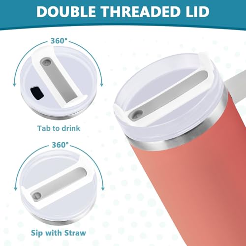 RPLIFE Gradient Pink 40oz Tumbler with Handle, 30 Oz Tumbler, Coffee Tumbler for Women