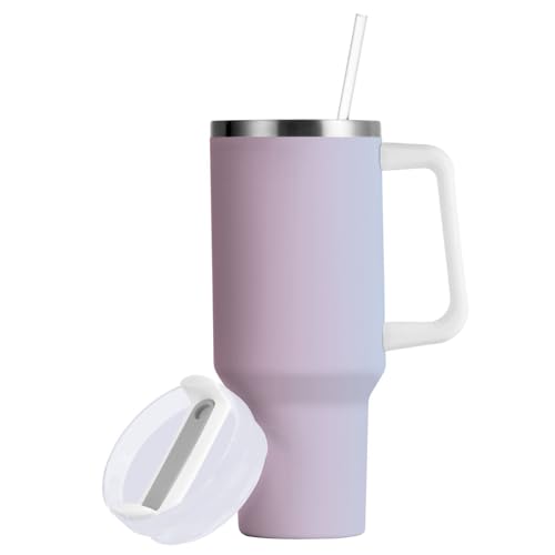 RPLIFE Blue Pink Gradient Stainless Steel Coffee Mug, Insulated Cups with Lids, Coffee Tumbler for Women