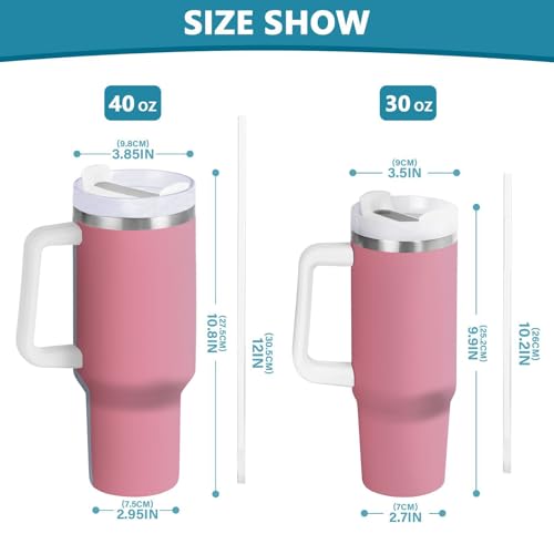 RPLIFE Blue Pink Gradient Stainless Steel Coffee Mug, Insulated Cups with Lids, Coffee Tumbler for Women