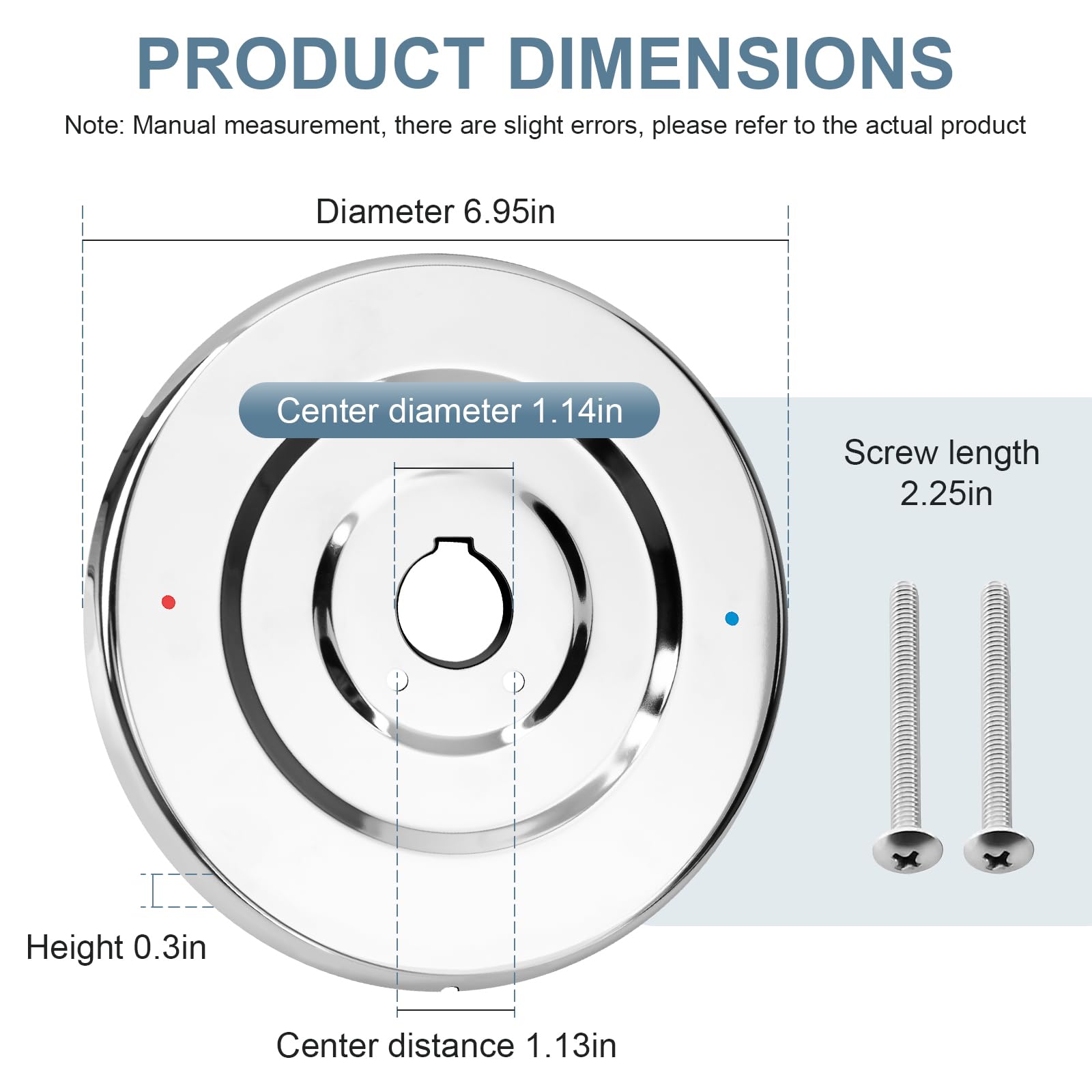 Shower Faucet Cover Plate Replacement for Moen 16090, Shower Escutcheon Plate Compatible with Most Chateau Single-handle Tub and Shower Faucets, Shower Trim Kit Parts