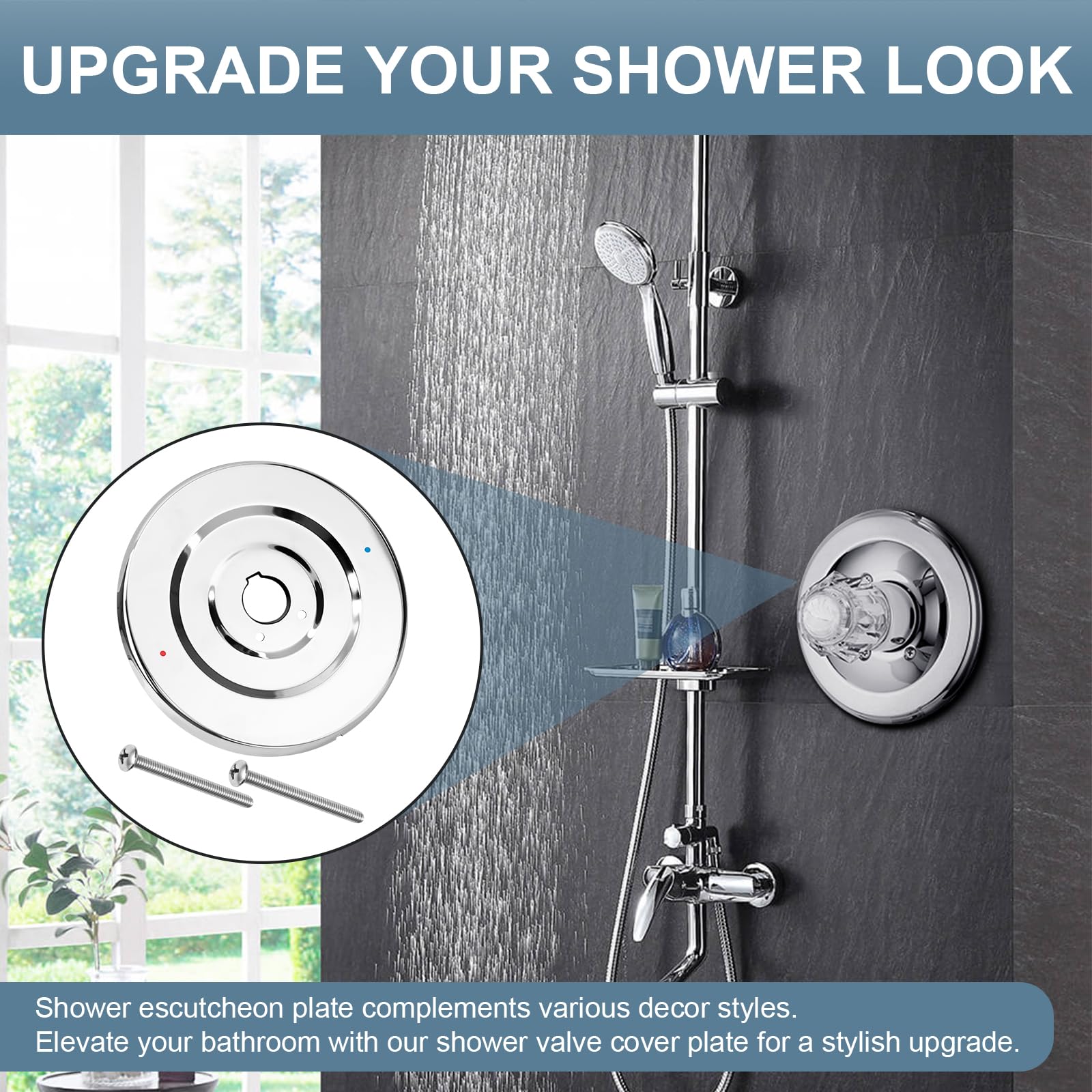 Shower Faucet Cover Plate Replacement for Moen 16090, Shower Escutcheon Plate Compatible with Most Chateau Single-handle Tub and Shower Faucets, Shower Trim Kit Parts
