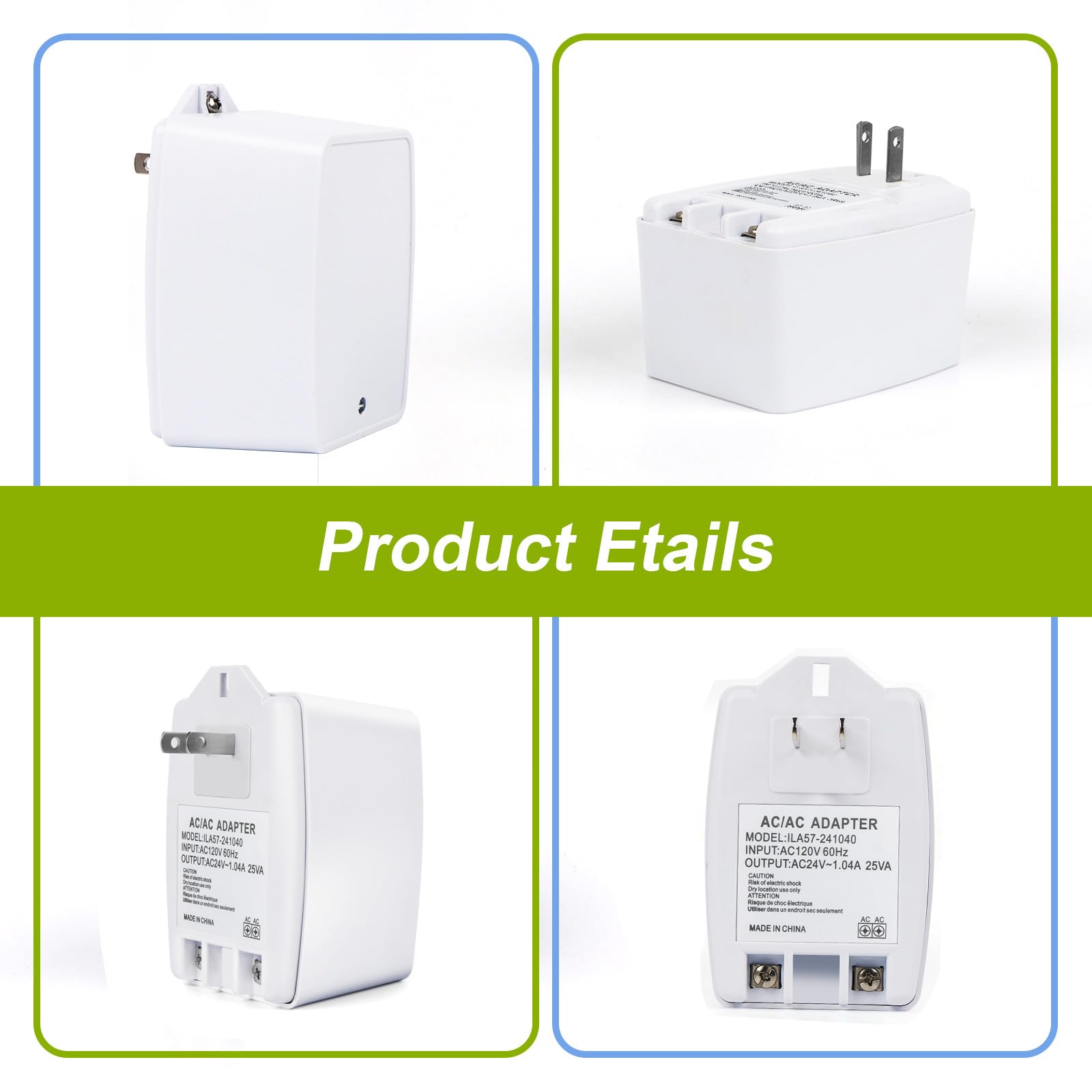 24V AC Transformer, 24 Volt 25VA Door Bell Transformers Compatible with Nest, Ecobee, Sensi, Honeywell, Nest Hello and All Versions of Ring Doorbells Thermostat