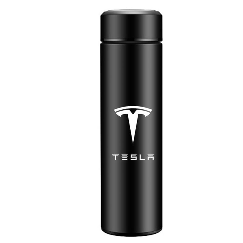 Car Water Bottle for Tesla Model 3 S X Y, Car Travel Mug Insulated Tumbler Coffee MugInsulated Tumbler Leakproof Stainless Steel Thermo Flasks,Black