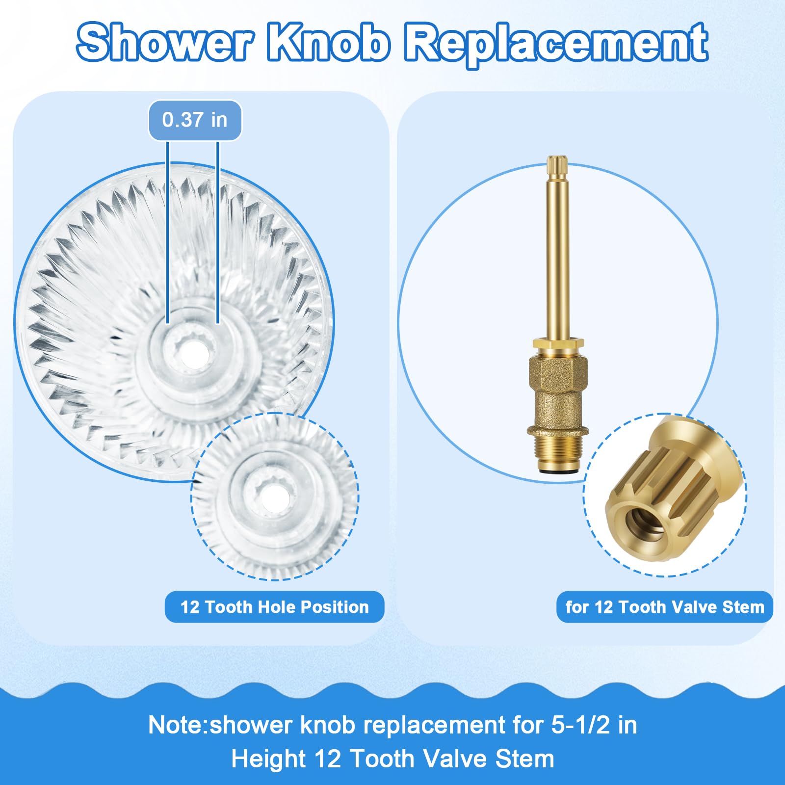 UCDETD Shower Knobs 3 Piece Replacement and Flange Base, Clear Acrylic Plastic Hot/Cold/Diverter Shower Knob Compatible with Price Pfister Contessa and Windsor Bathtub Shower Faucet Handle