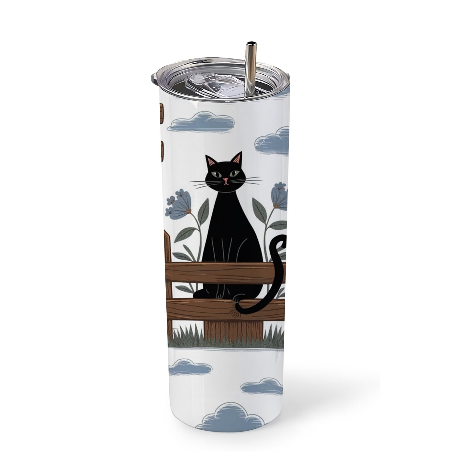 Medpol Cute black cat tumbler with lid and straw 20 oz insulated tumbler cups Cute black cat insulated travel coffee mugs for women cute sippy cups stainless insulated travel cups
