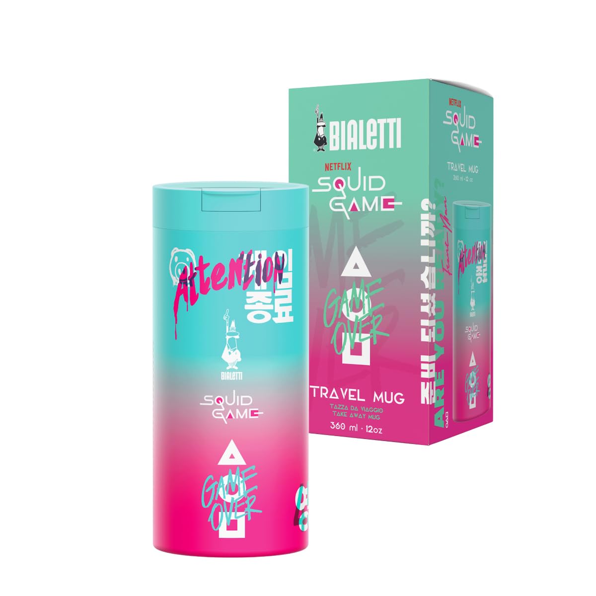 Bialetti Squid Game© Travel Tumbler - Double-Wall Stainless Steel, Thermal Insulated, 8 Hours Cold/4 Hours Hot, Perfect for Travel and Daily Use (12 oz - 360 ml)