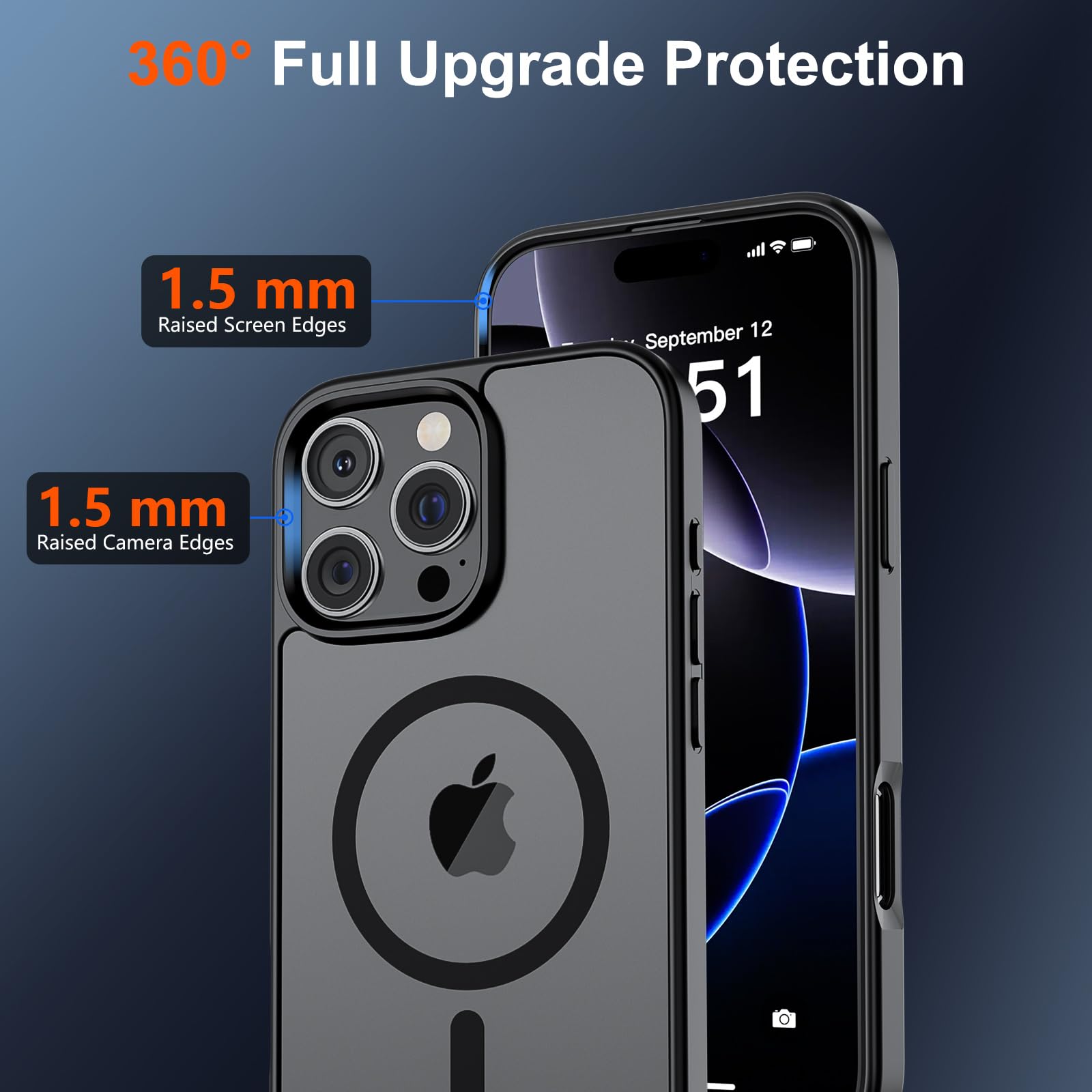 SUPFINE Magnetic for iPhone 16 Pro Case (Compatible with MagSafe) (Military Grade Drop Protection) Slim Translucent Matte Shockproof with Anti-Fingerprint Phone Case,Black