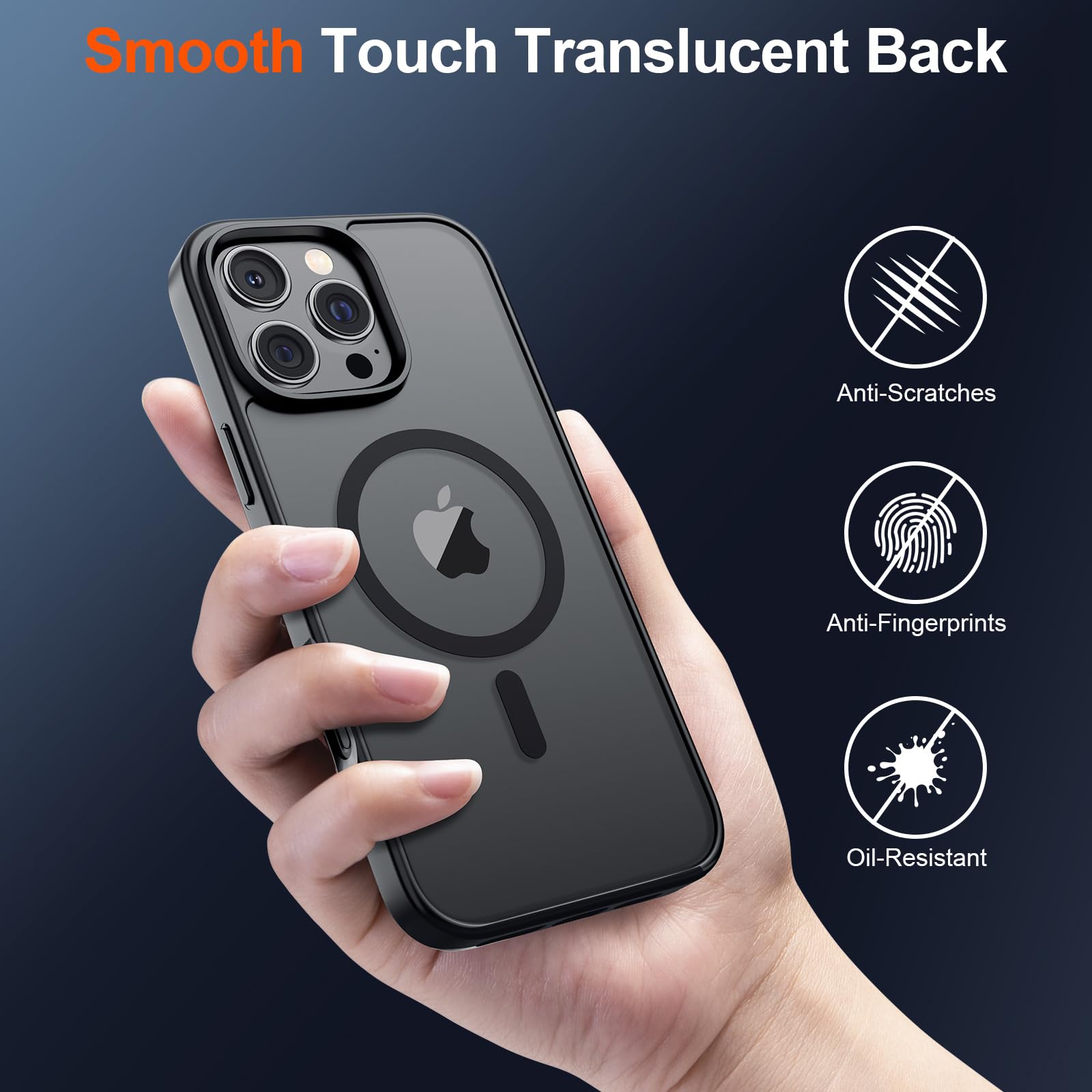 SUPFINE Magnetic for iPhone 16 Pro Case (Compatible with MagSafe) (Military Grade Drop Protection) Slim Translucent Matte Shockproof with Anti-Fingerprint Phone Case,Black
