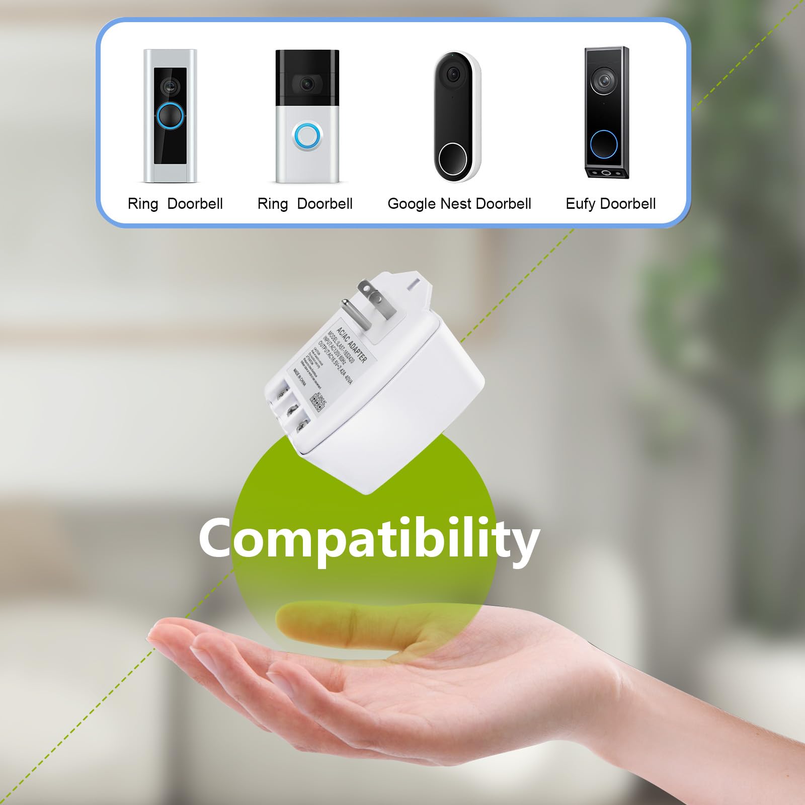 16.5V 40VA Doorbell Transformer Compatible with Nest Sensi Ecobee Plug-in Transformer and All Versions of Ring Doorbell Transformer with Screw Terminals & Auto-Resetting Fuse