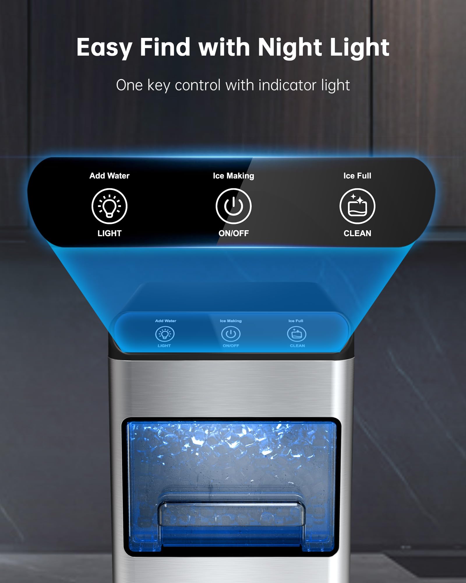 Ice Makers Countertop Nugget for Home Kitchen 37LBS, Pebble Counter Top Ice Machine, Mini Small Ice Maker,Portable Sonic Chewable Pellet Soft Icemaker, LED Maquina de Hielo Tabletop Self Cleaning