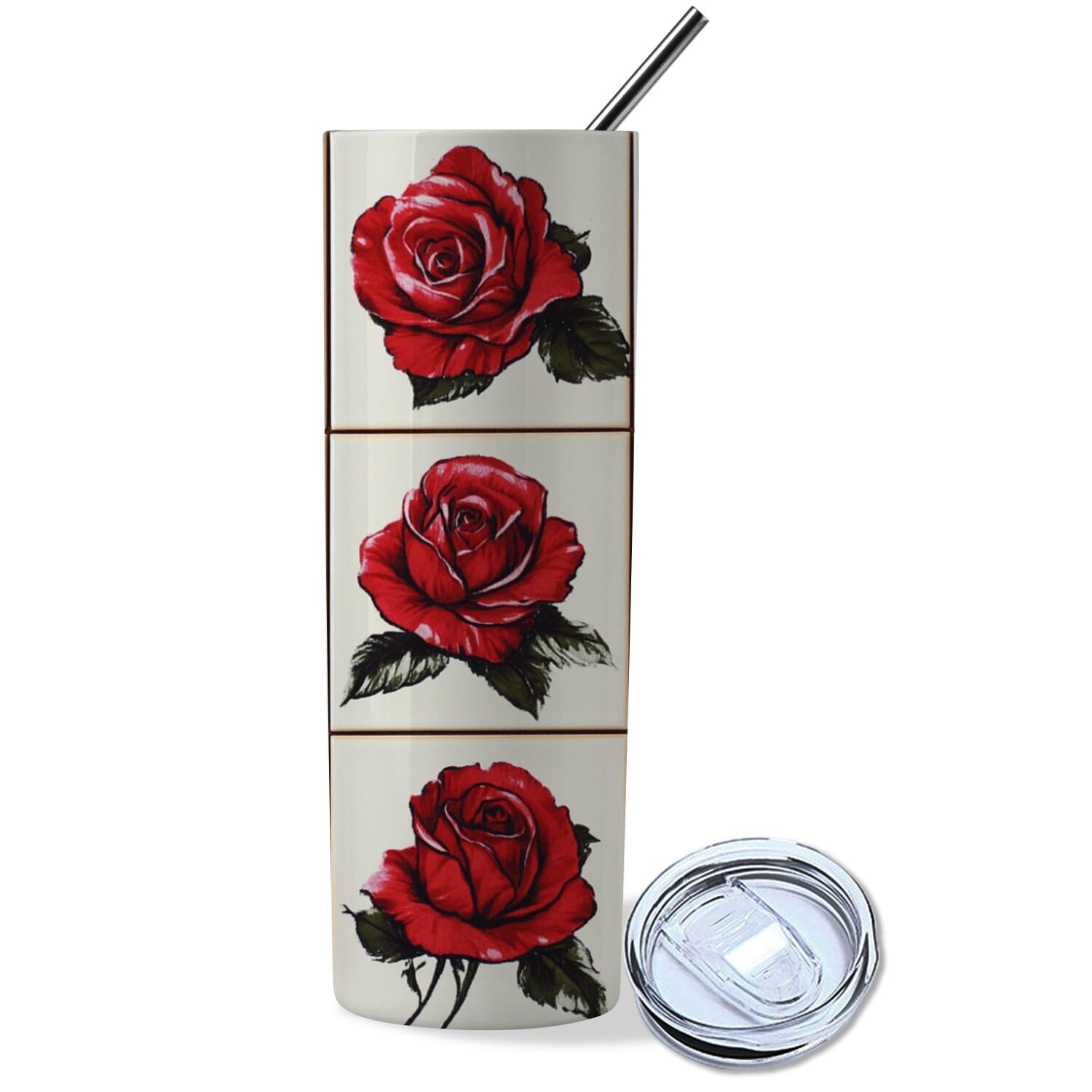 red roses insulated tumblers coffee cup Gift,red roses Drinking Glasses-Tea Cup-Coffee Mug tumbler with lid and straw 20 oz insulated tumbler cups