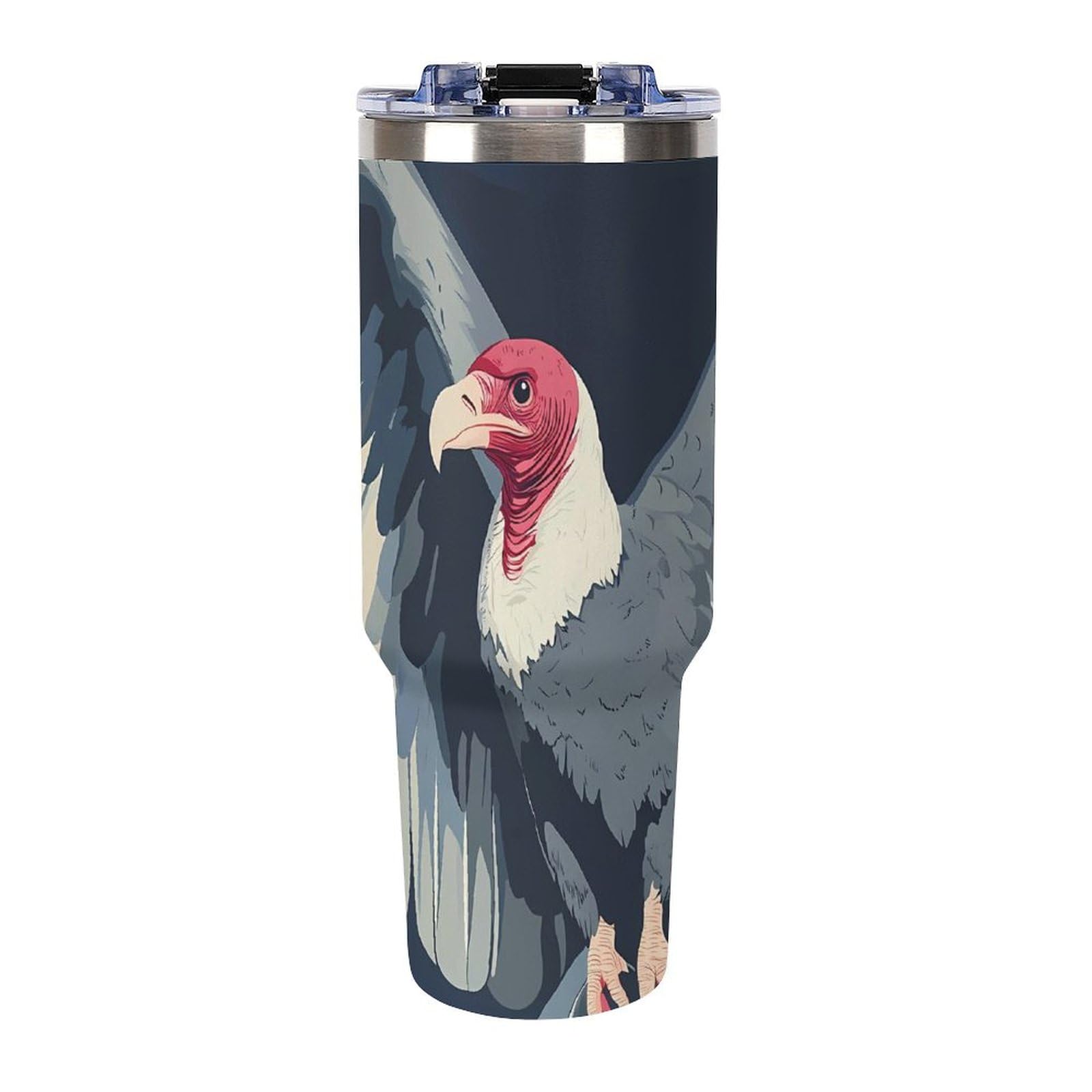 Flying Vulture Large Capacity Insulated Car Cup Travel Coffee Mug 40 Oz Reusable Tumblers with Straw and Lid