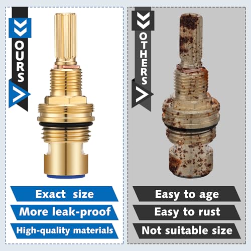 Yaocom Brass 1-001 and Brass 1-002 Ceramic Valve Set Ceramic Valve Cartridge Faucet Cartridge Replacement Compatible with Cold Widespread Cartridge and Hot Widespread Cartridge, Brass Construction