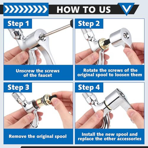Yaocom Brass 1-001 and Brass 1-002 Ceramic Valve Set Ceramic Valve Cartridge Faucet Cartridge Replacement Compatible with Cold Widespread Cartridge and Hot Widespread Cartridge, Brass Construction