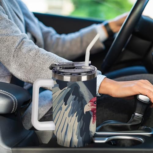 Flying Vulture Large Capacity Insulated Car Cup Travel Coffee Mug 40 Oz Reusable Tumblers with Straw and Lid