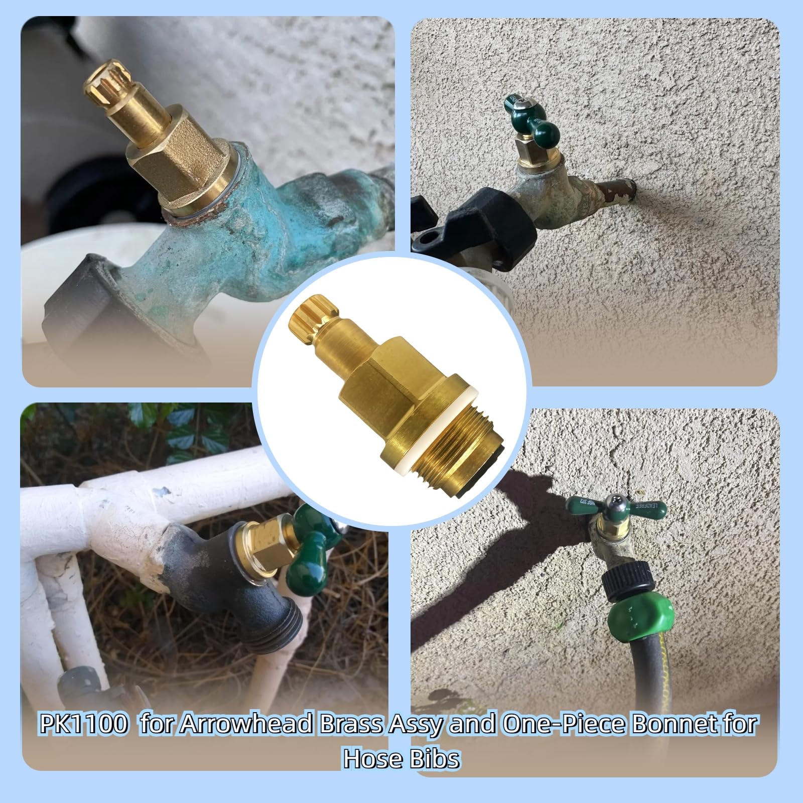 Tfuehn Bonnet PK1100 Brass Globe Valve Faucet Stem Assy for Arrowhead Hose Bibs, Boiler Drains & Sill Faucets