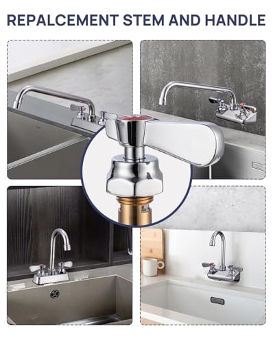 Sepaitek Red Hot Faucet Handle Repalcement Valve Stem Repalcement Assembly, Faucet Parts for Commercial Kitchen Faucet, Brass Constructed with Ceramic Disc